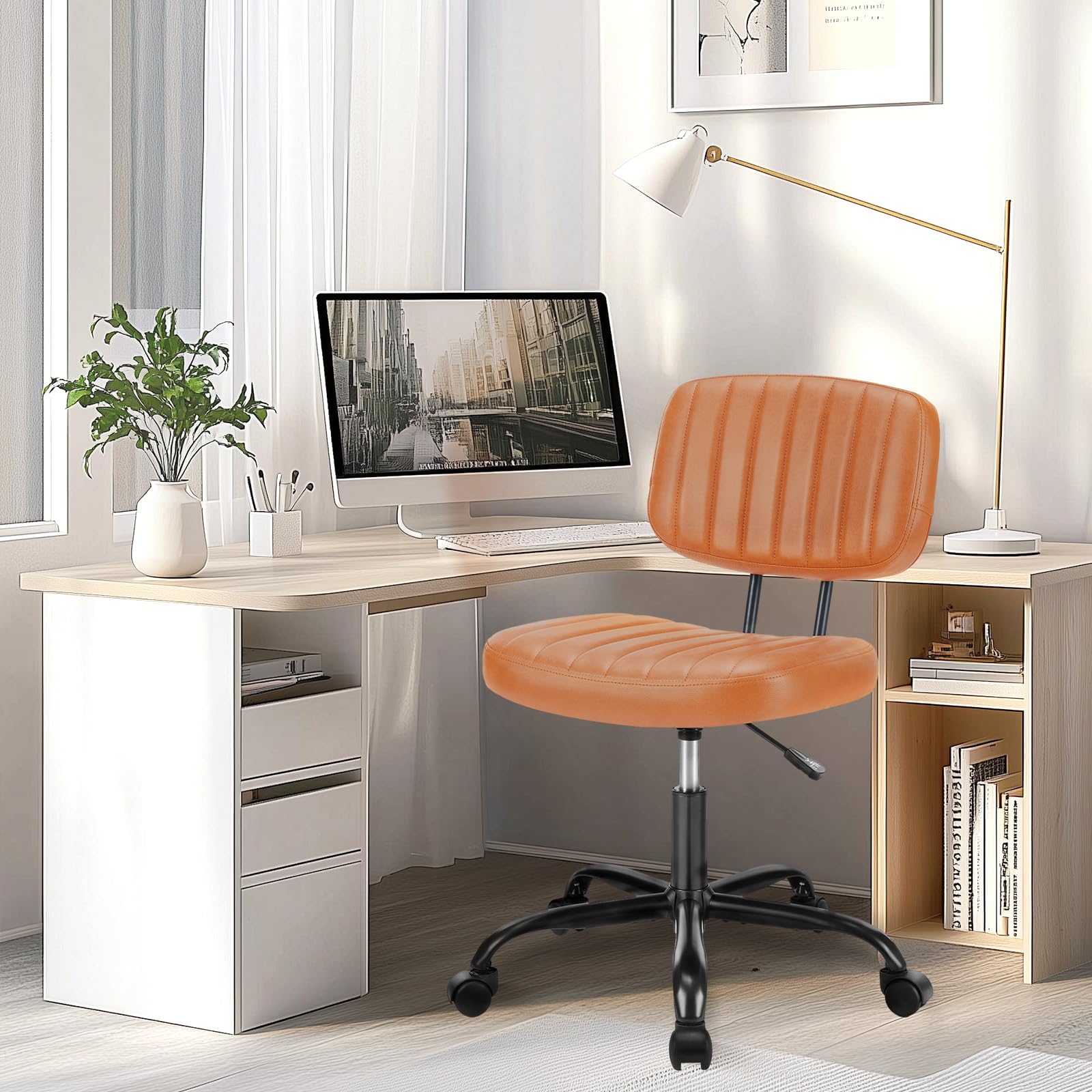 Amazon.com: YSSOA Home Office Chair Desk Chair with Low Back and Wheels ...