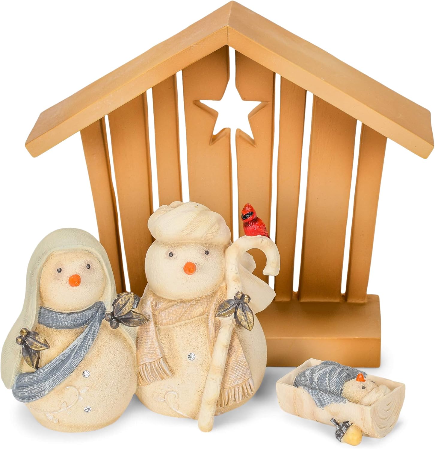 Amazon.com: Enesco Heart of Christmas Snowman Nativity Figurine Set, 4. ...