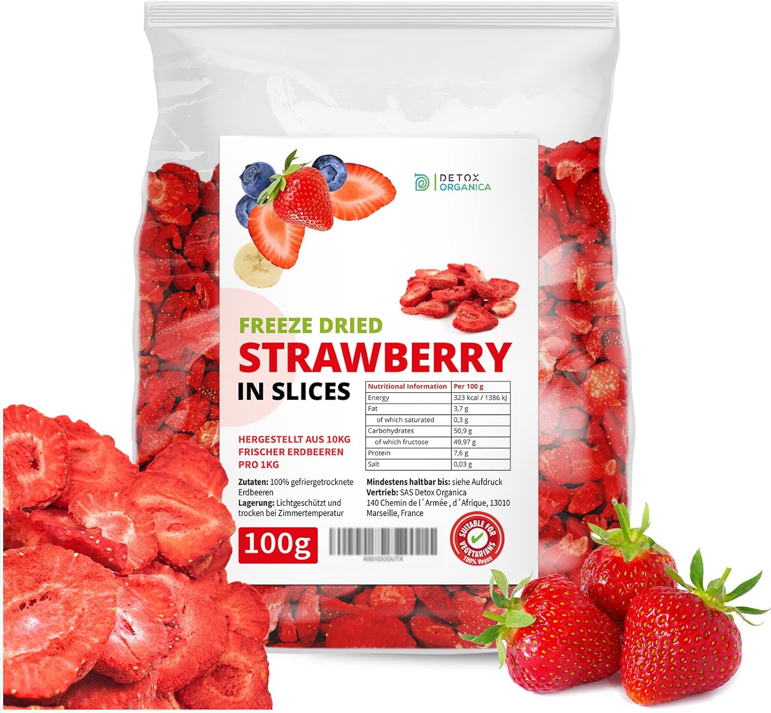 Freeze Dried Strawberry Slices 100g - 100% Natural Premium Dry ...