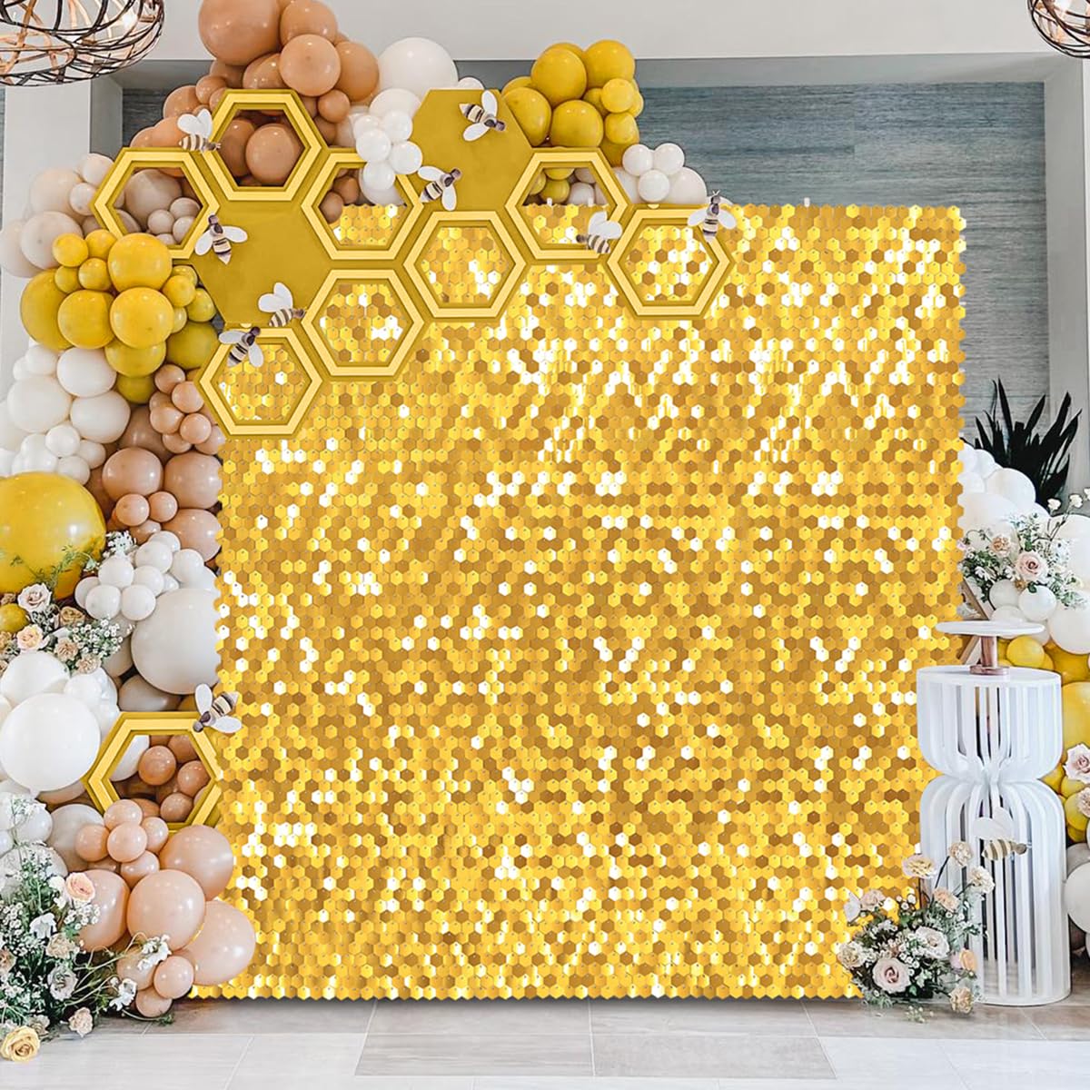 Amazon.com : Gold Shimmer Wall Backdrop 6ftx4ft Glitter Background ...