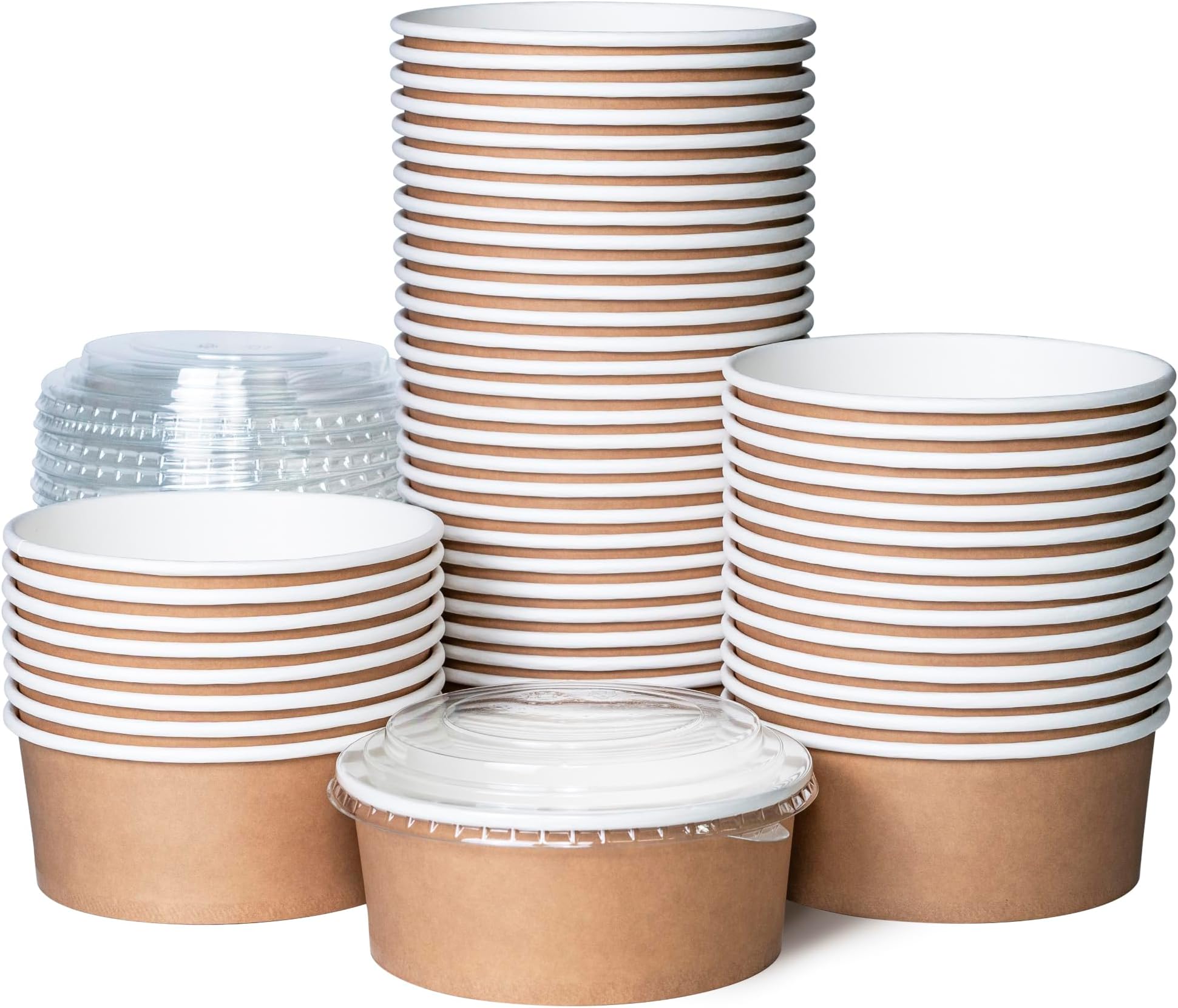 Amazon.com: Tessco 70 Pack 35 oz Large Disposable Paper Bowls with Lids ...