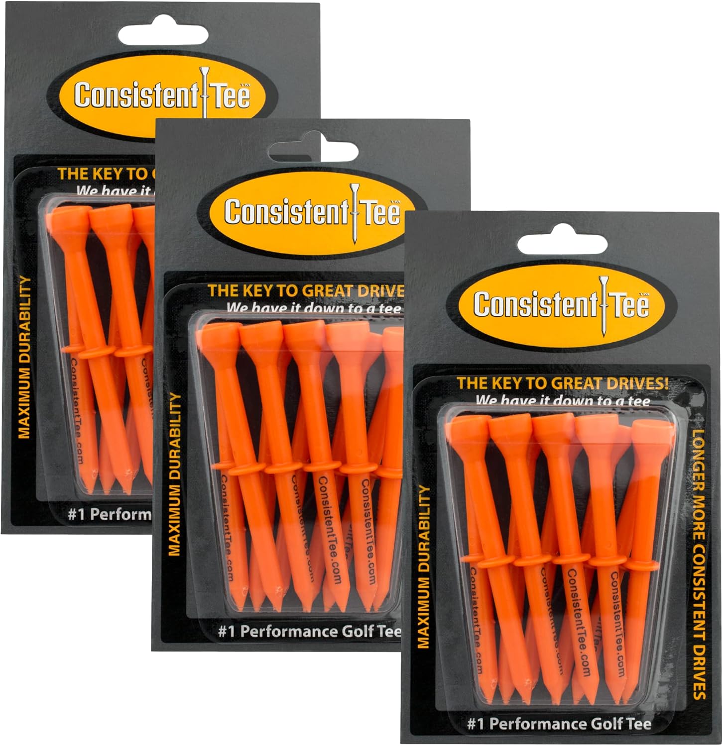 Amazon.com: Consistent 3 Tee 3 1/4" Golf Tee Pack - Orange : Sports ...