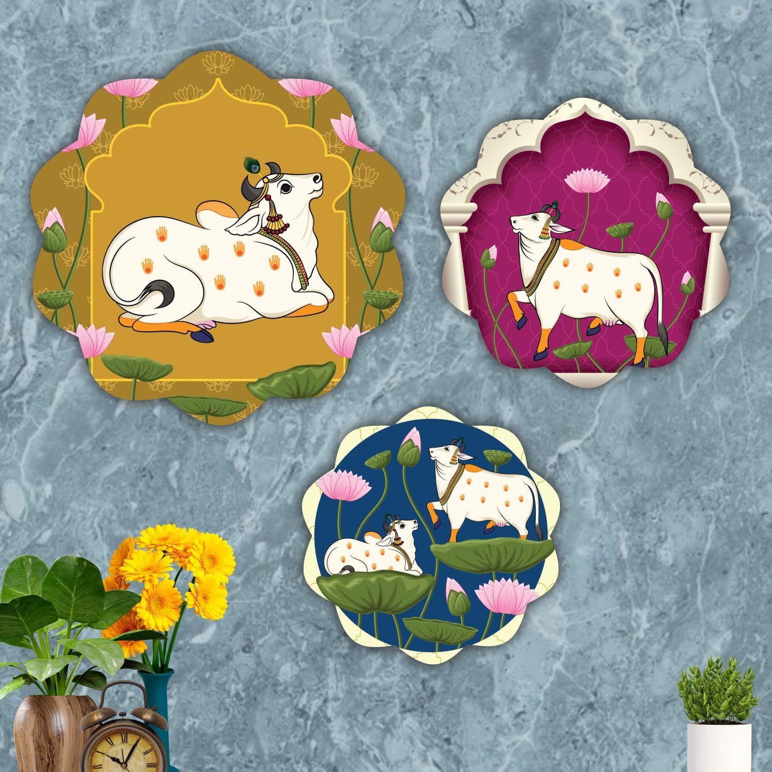 SAF Wood Paintings Round Shape Solar System Mdf Wall Painting For ...