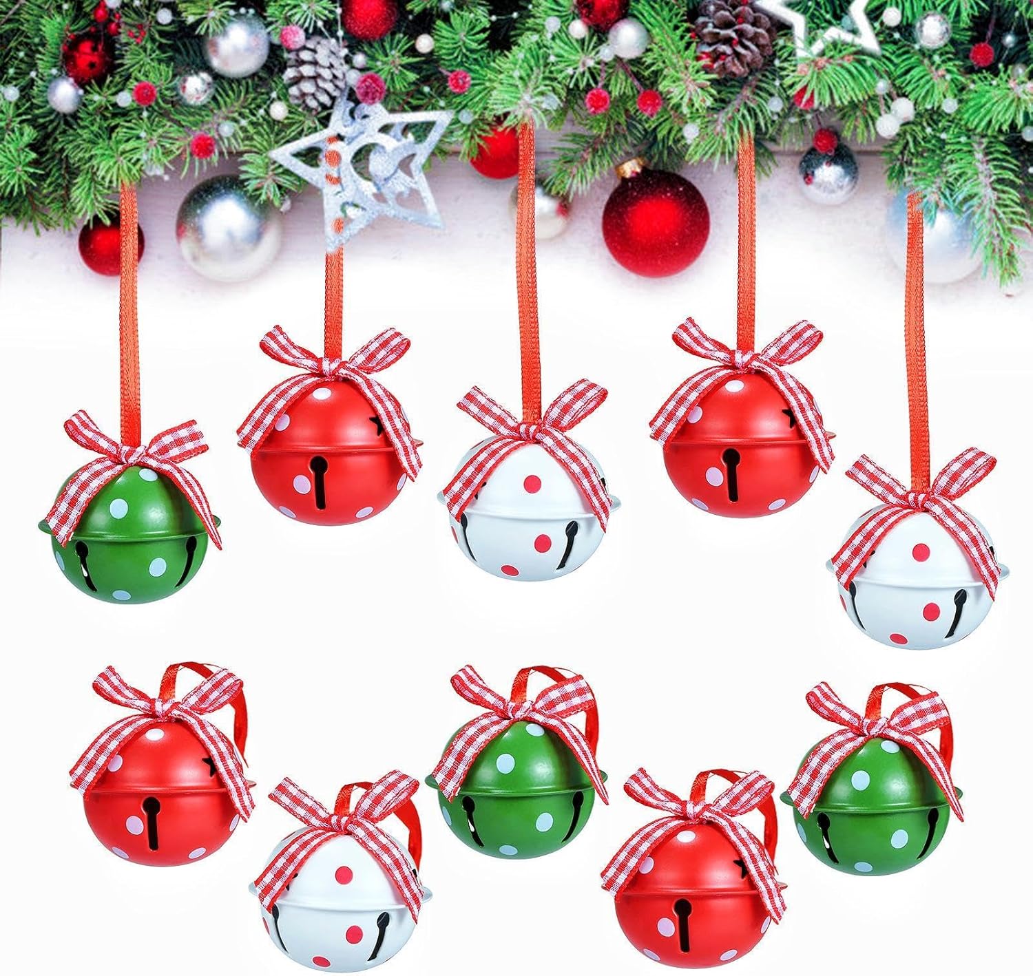 Amazon.com: Naler 24 Pieces Christmas Jingle Bells with Ribbon Metal ...