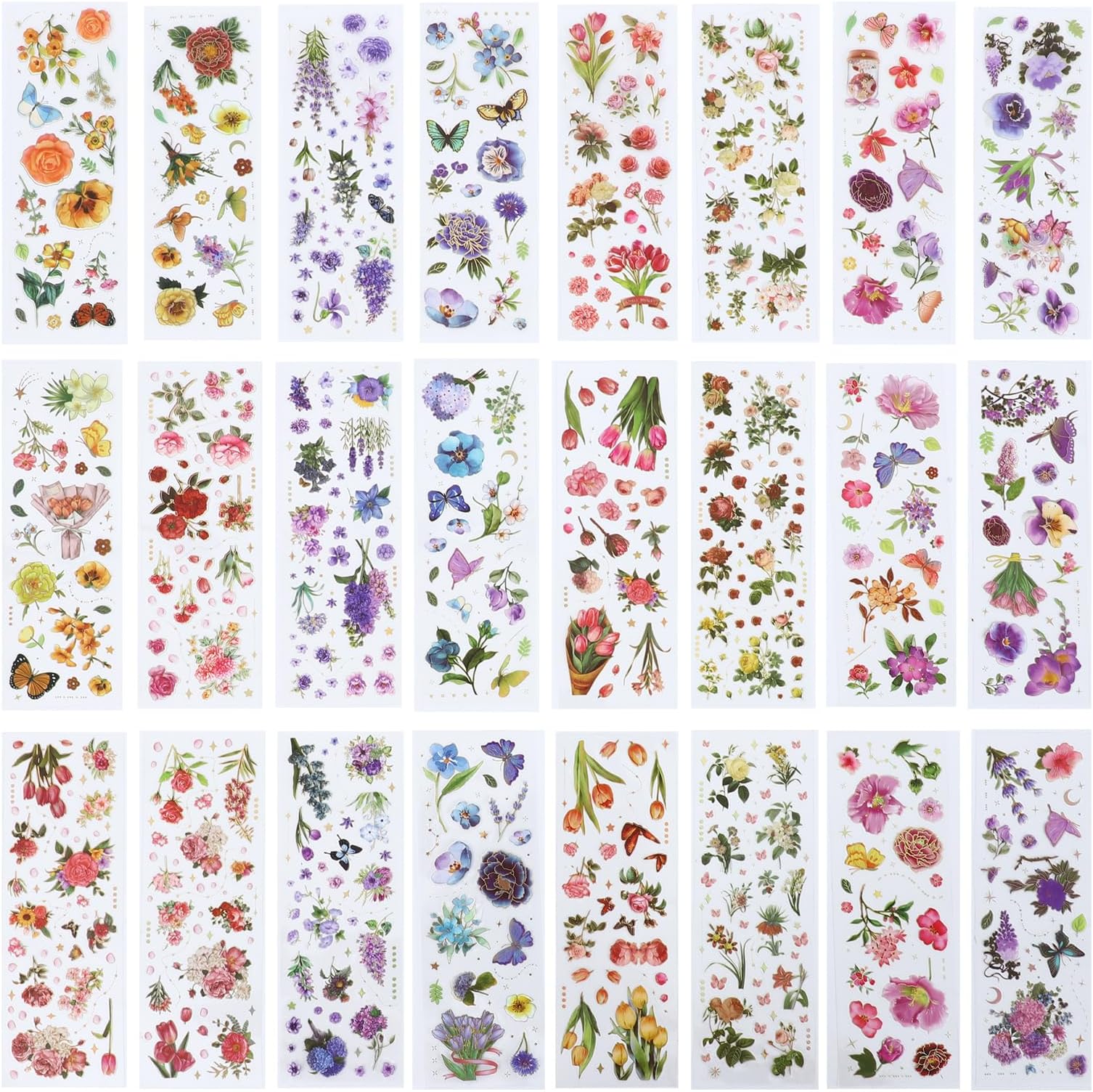 Amazon.com: 3 Sets(18 Sheets) Beautiful Flower Floral Transparent ...