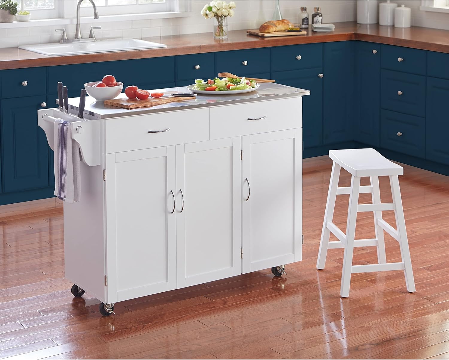 Amazon.com: Simple Living Addie Rolling Kitchen Cart with Stainless ...