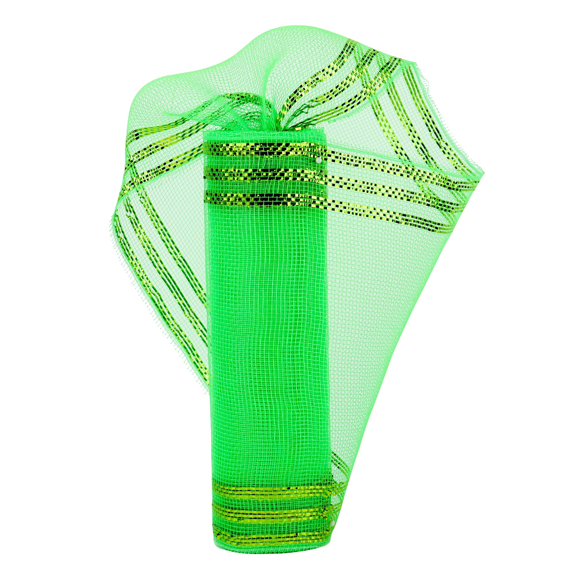 Amazon.com: HUIHUANG Lime Green Deco Mesh Ribbon 10 inch Border Stripe ...