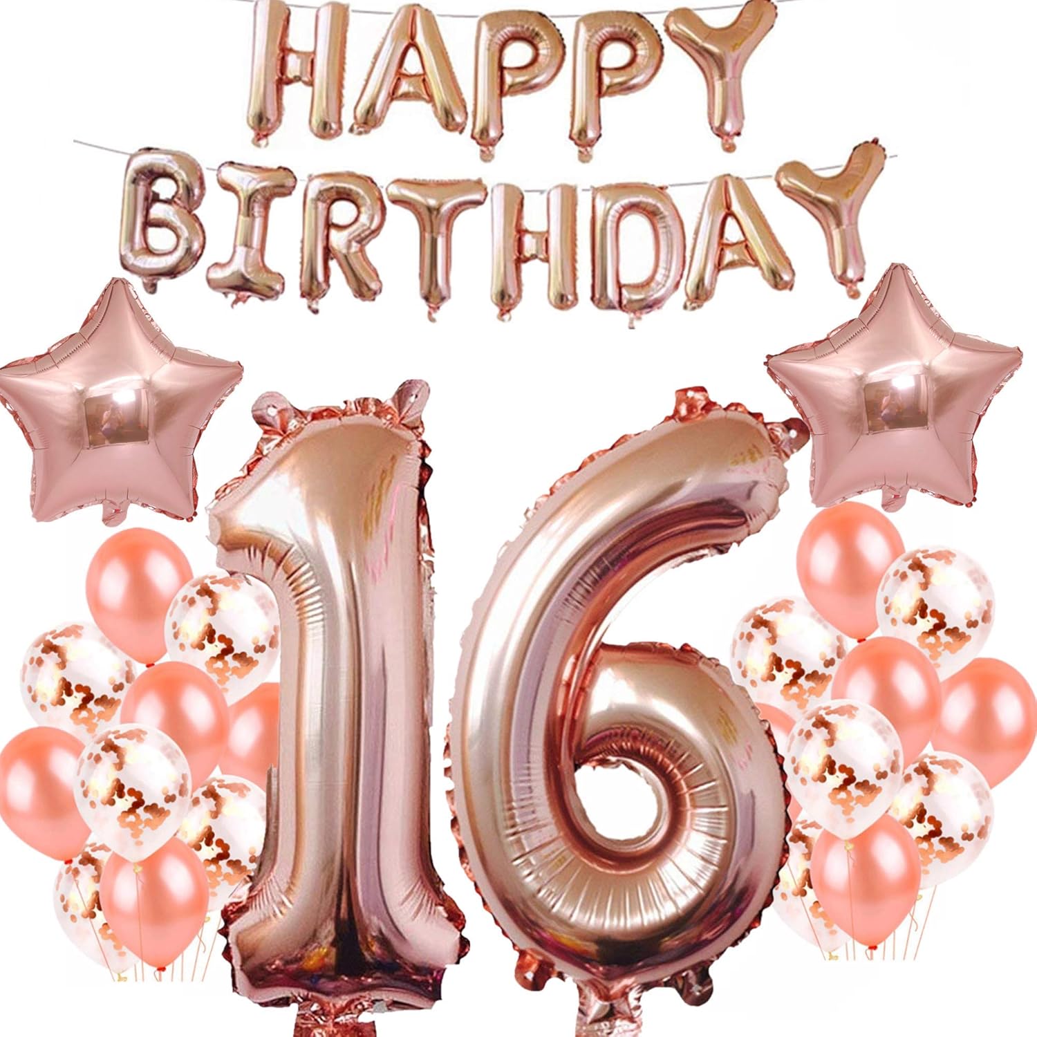Amazon.com : 16th Birthday Decorations Party Supplies, Jumbo Rose Gold ...