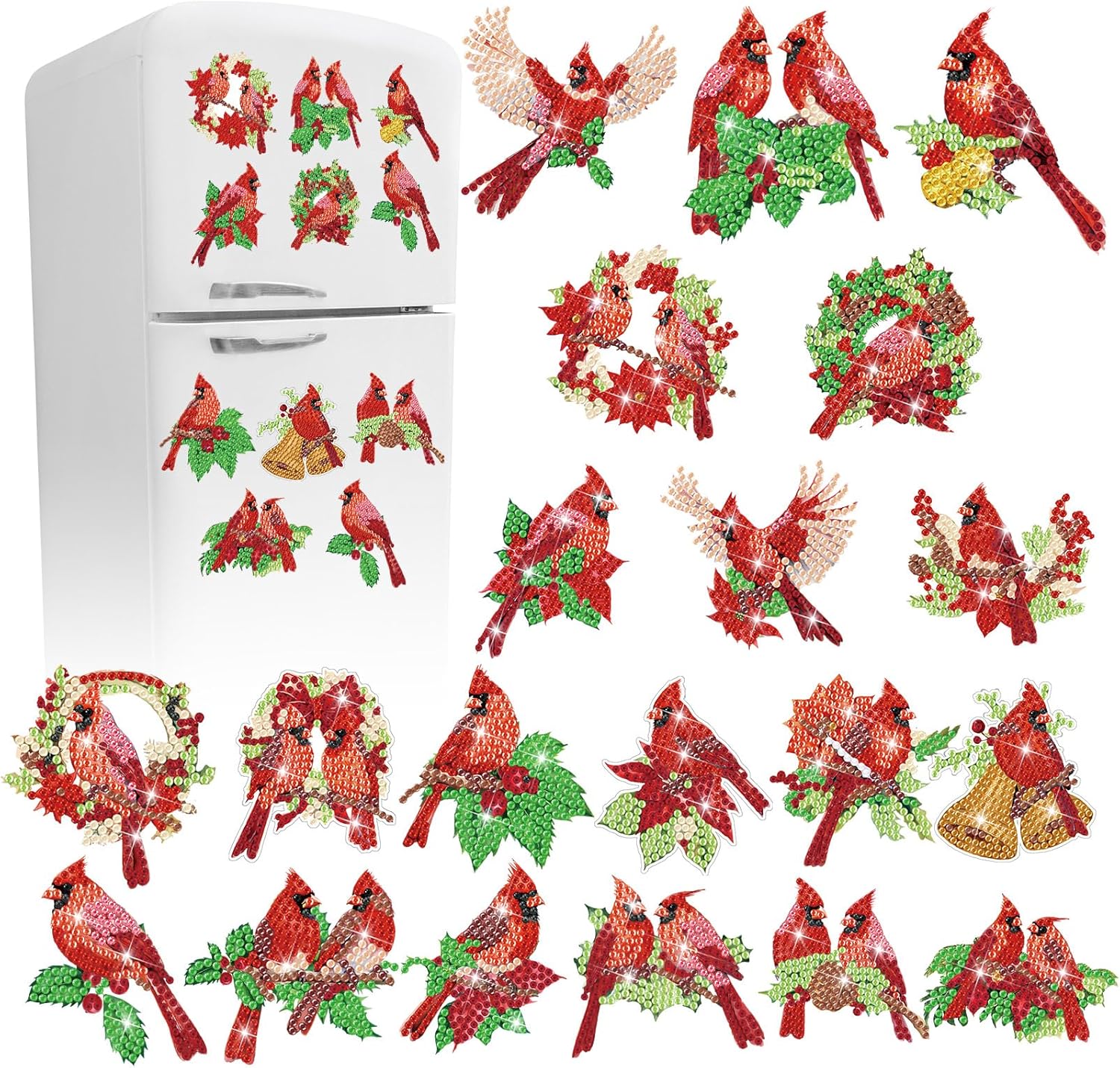 Amazon.com: Copkim 20 Pcs Christmas Diamond Painting Magnets, Red ...