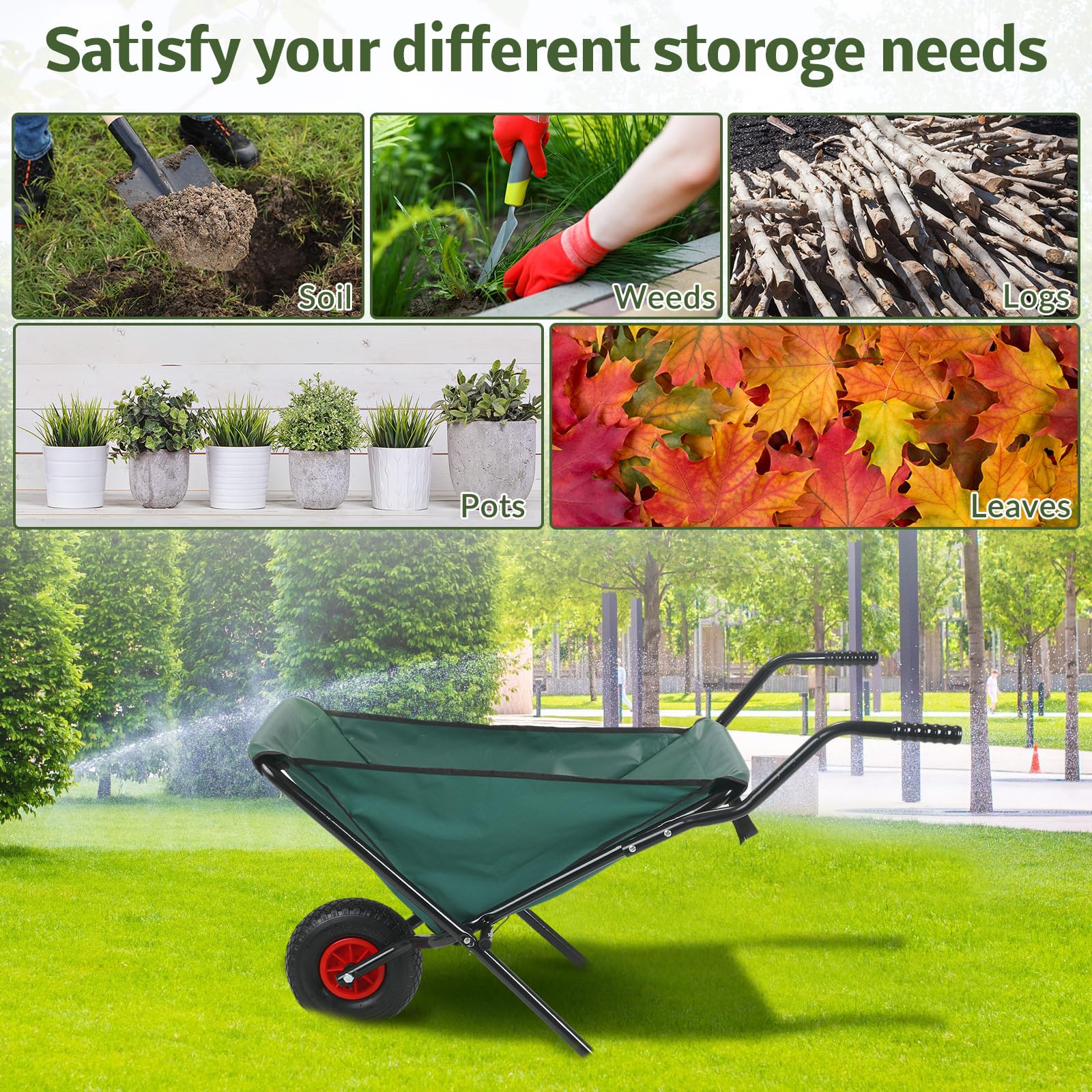 Snapklik.com : Datanly Collapsible Wheelbarrow 176 Lbs Yard Foldable ...
