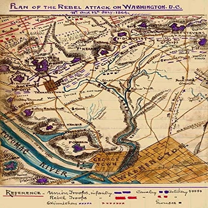 Buy Plan for the Rebel Attack on Washington DC Map shows the location ...