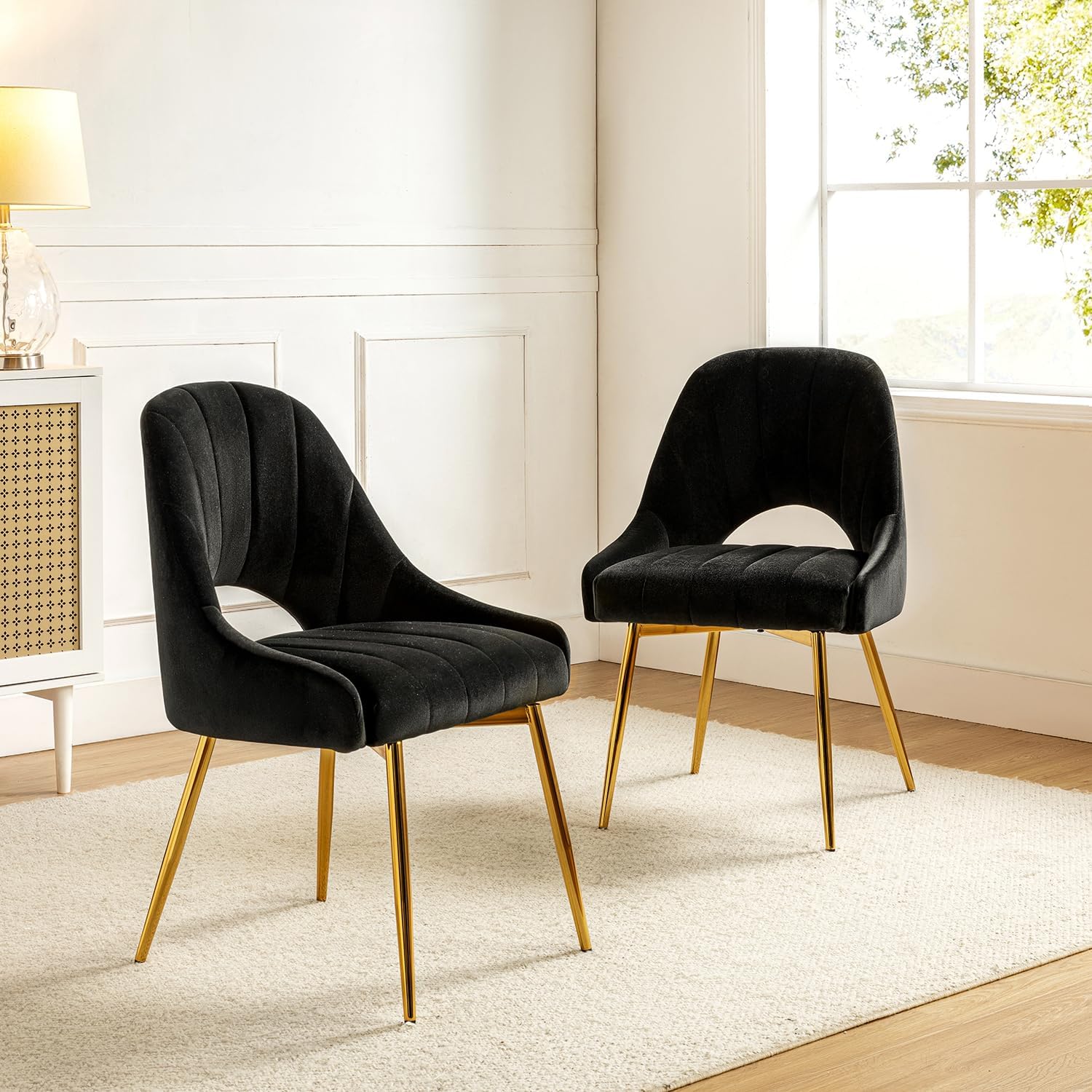 Amazon.com - HULALA HOME Dining Chairs Set of 2, Velvet Kitchen Chairs ...