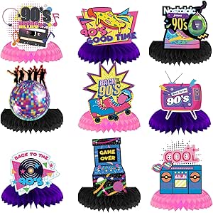 Amazon.com: 9 Pieces 90s Honeycomb Centerpieces Party Supplies Kit Back ...