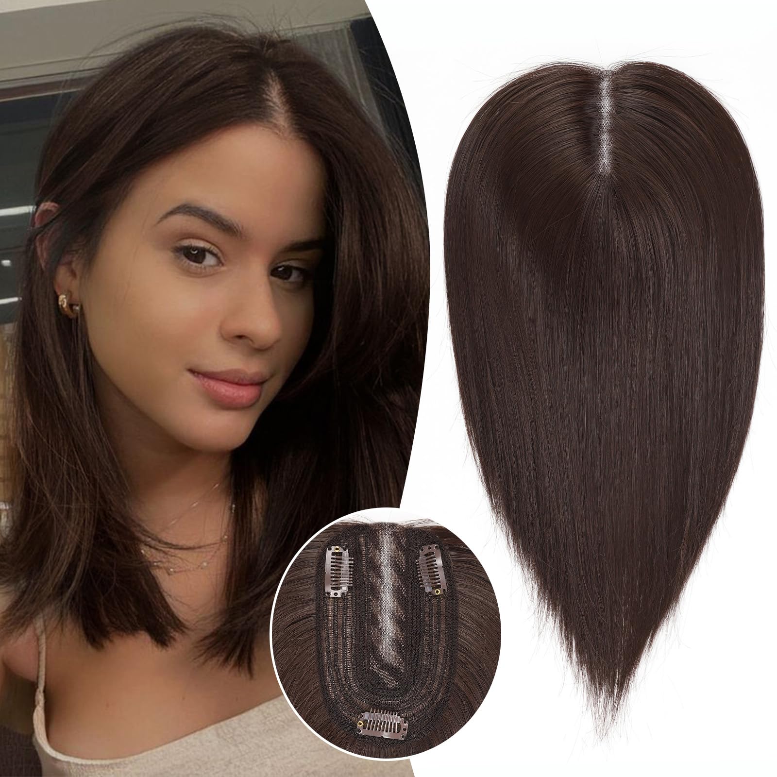 Amazon.com : EMMOR 14 Inch Hair Toppers for Thinning Hair, Synthetic ...
