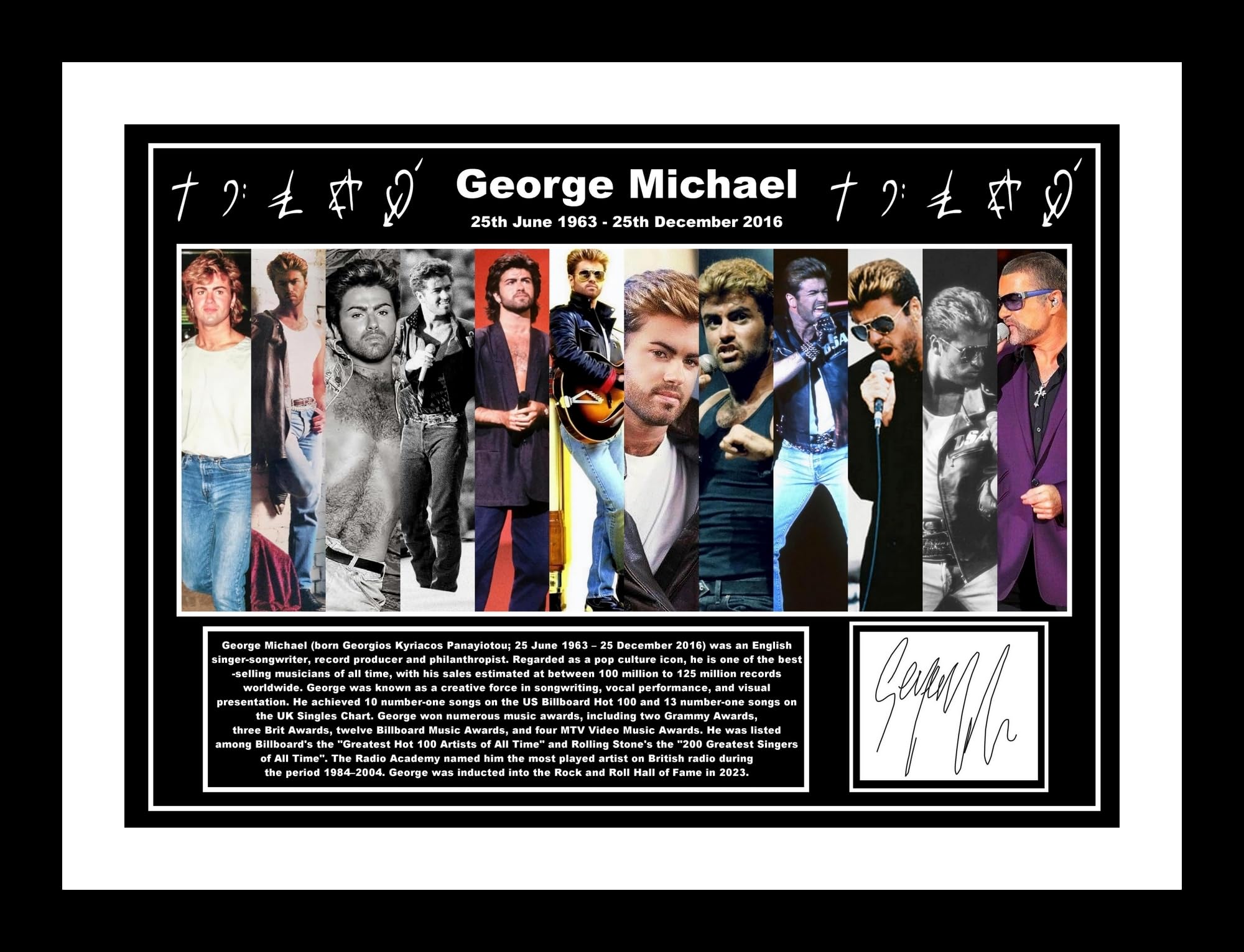 George Michael Autographed A4 Print, 29.7 x 21 cm, Commemorative ...
