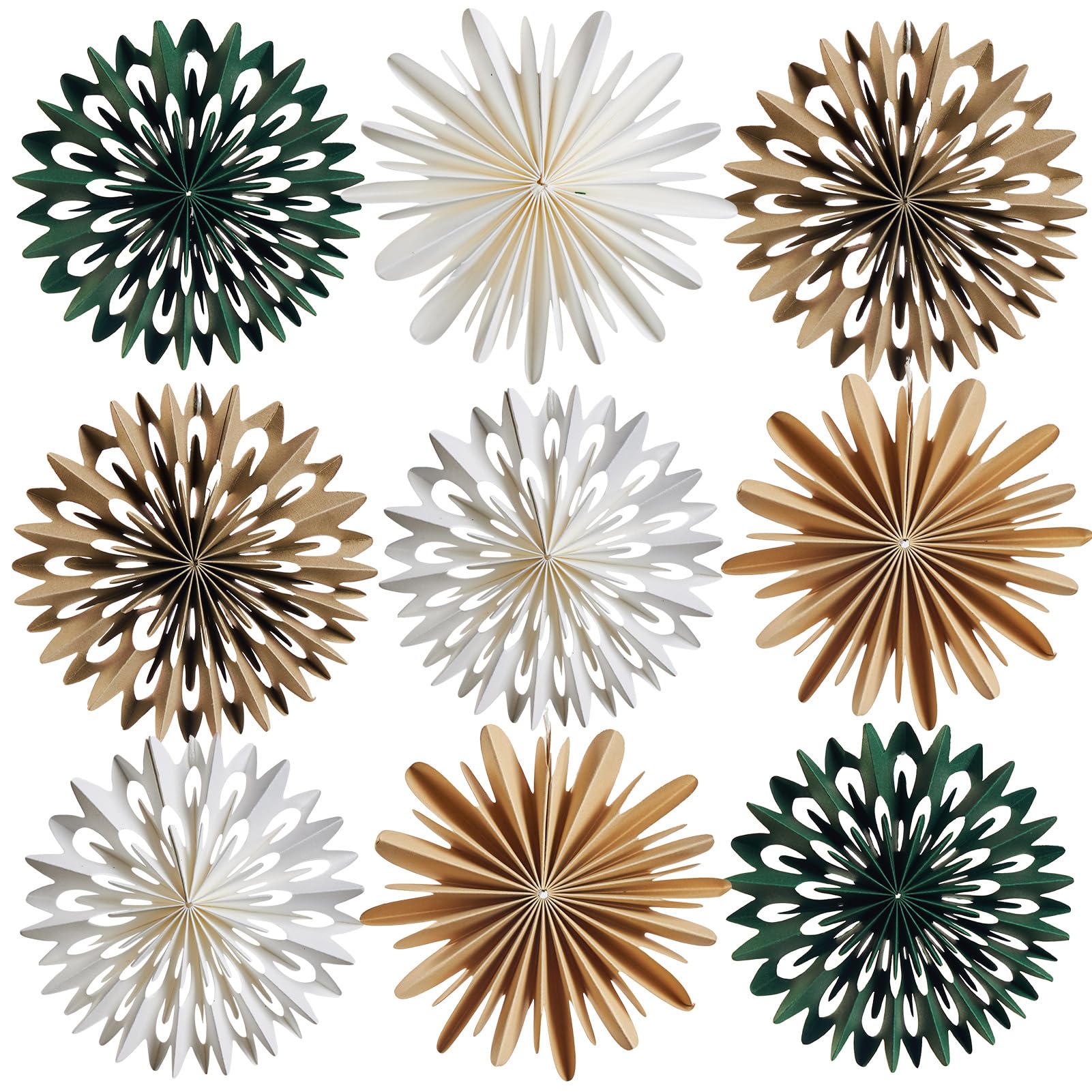 Easy Joy 9 Pcs Christmas Paper Fans Decorations Hollow Out Paper ...