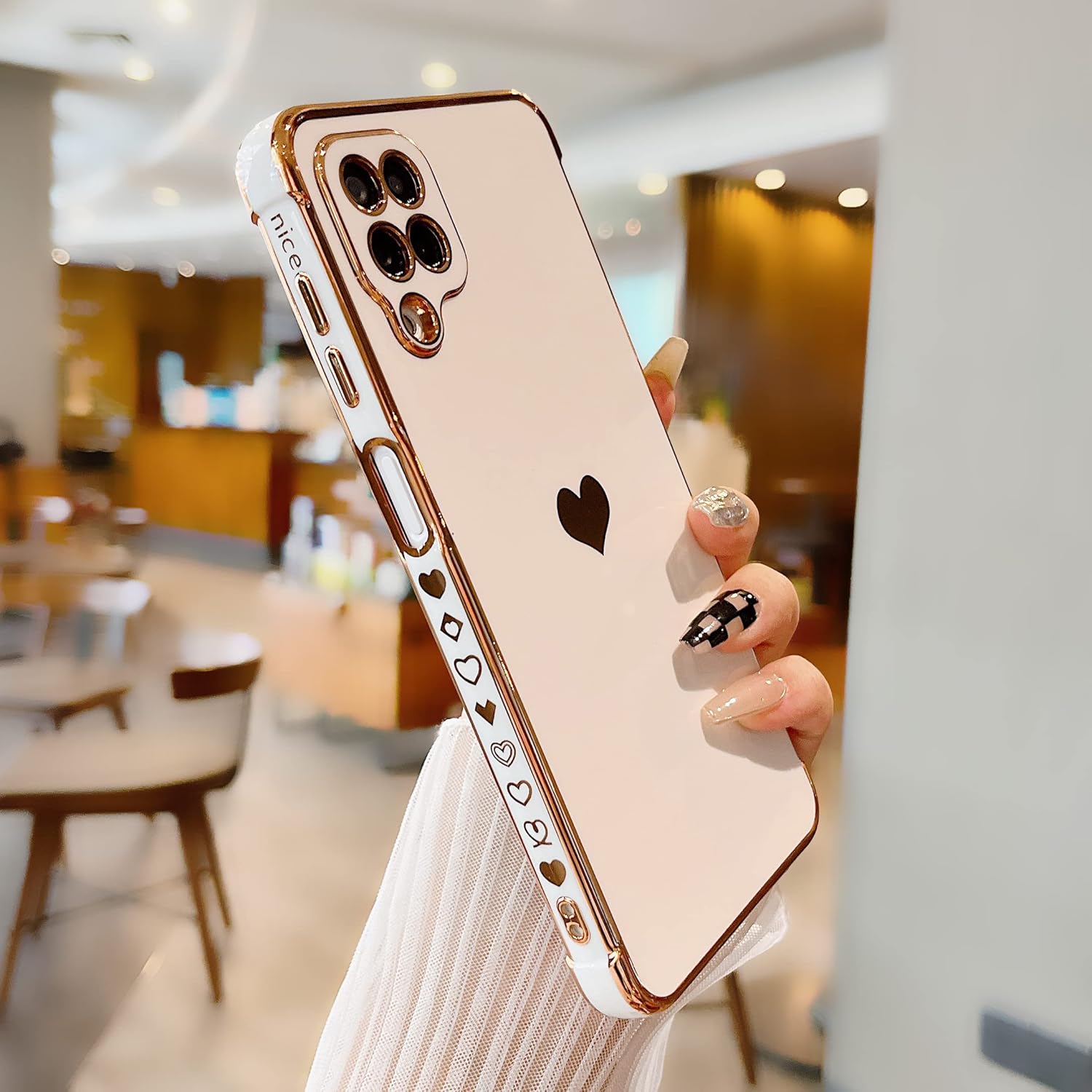 Amazon.com: DEFBSC Compatible with Samsung Galaxy A12/M12 Case, Electroplated Edge Love Heart ...