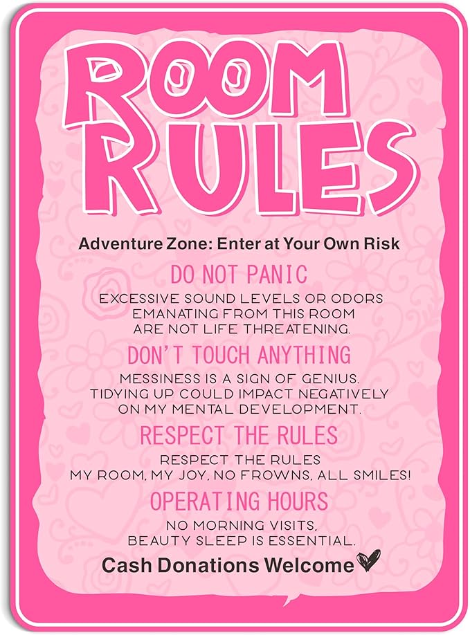 Amazon.com: Room Rules, Preppy Girl Stuff - Girls Room Wall Decor ...