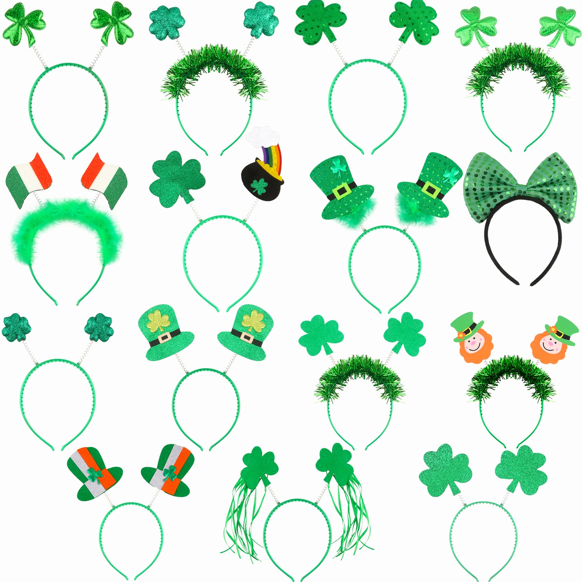 Amazon.com: Haconba 15 Packs St Patrick's Day Headbands Shamrock Green ...