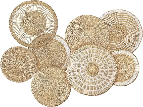 Amazon.com - Xuhal Set of 8 Hanging Woven Wall Basket Handmade ...