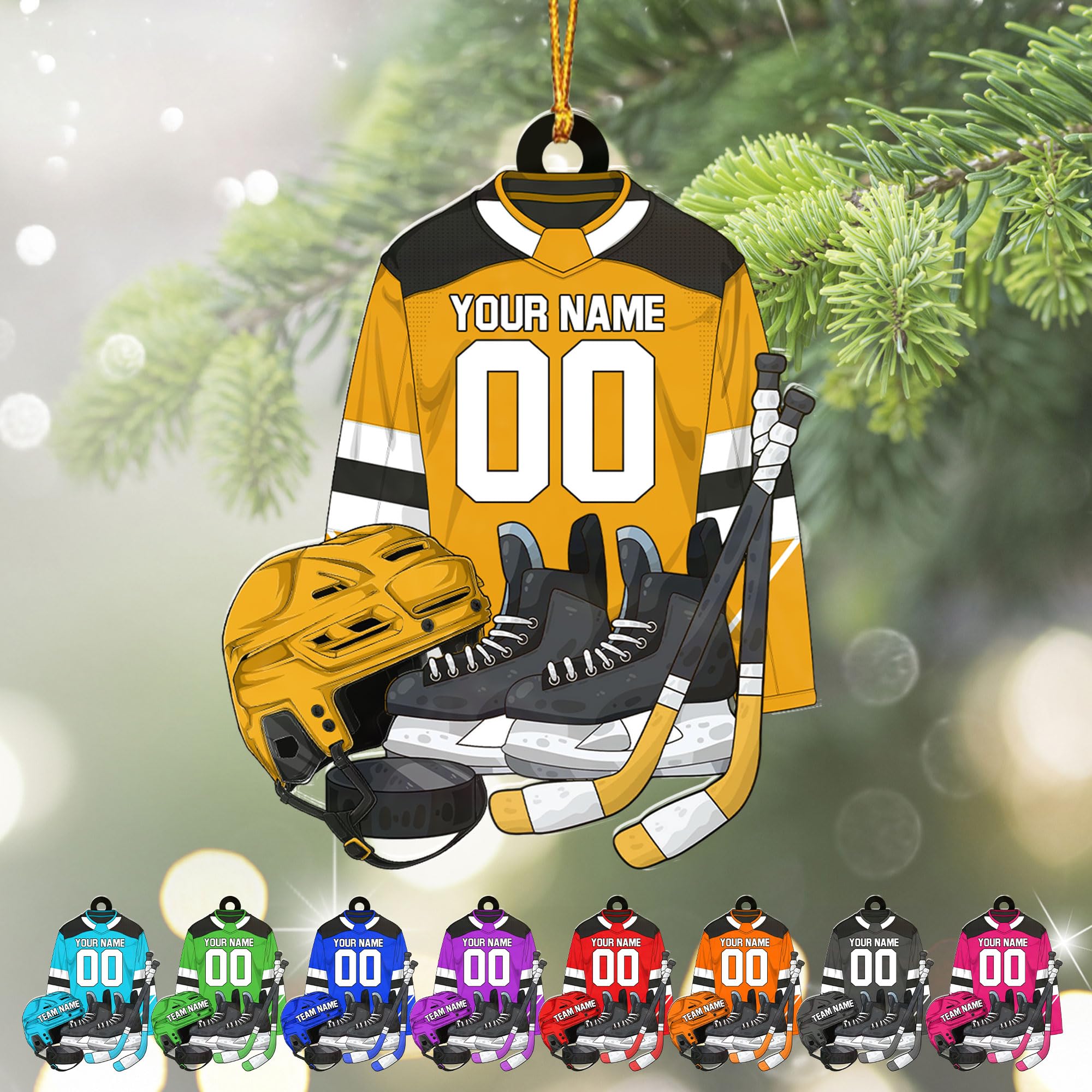 Amazon.com: AOVL Personalized Hockey Christmas Ornament, Hockey Skates ...