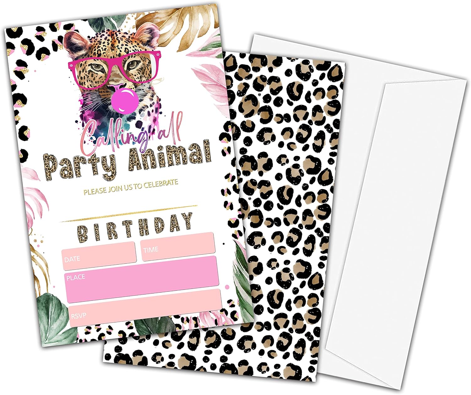 Amazon.com : TIOFUNO Leopard Print Jungle Birthday Invitations, Wild ...