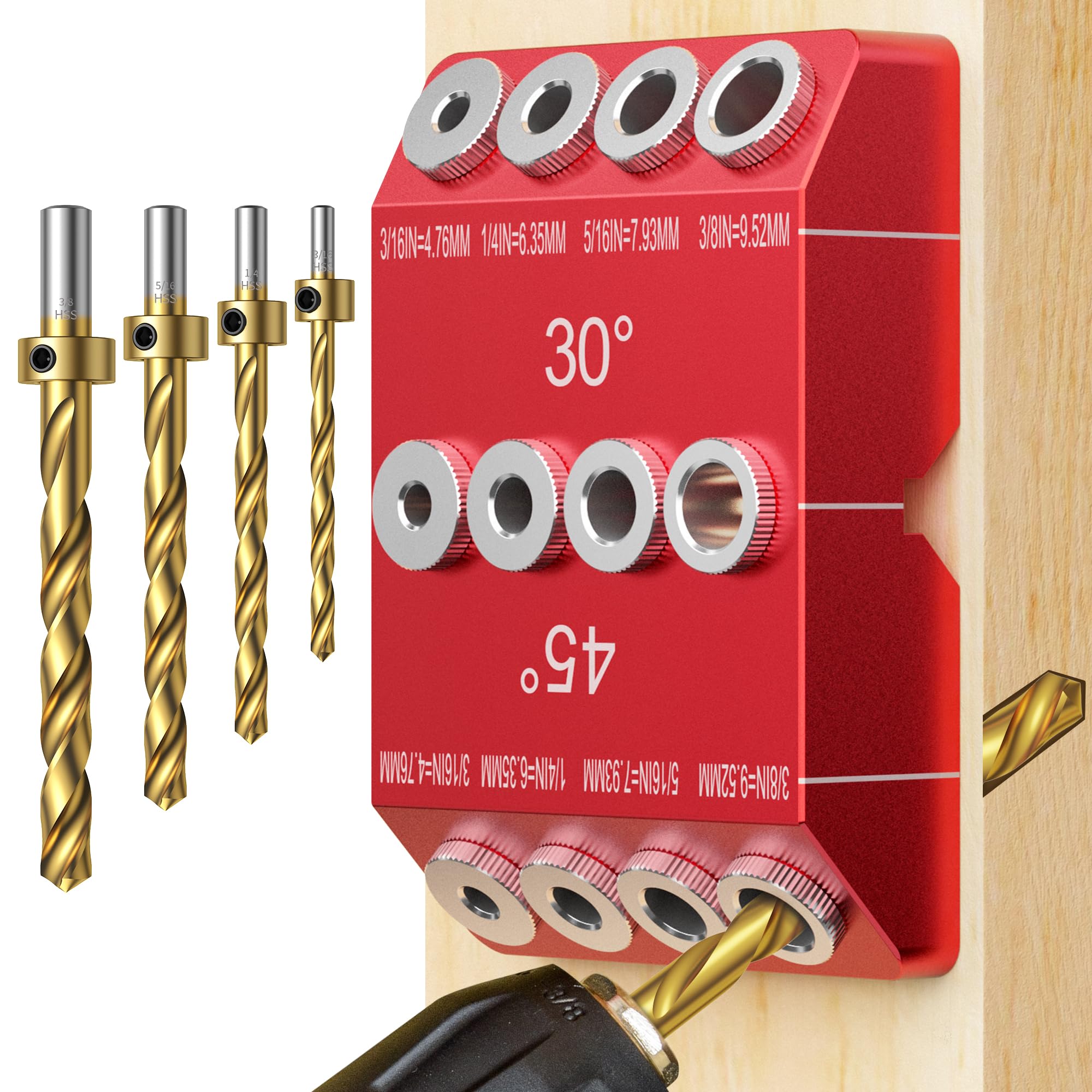 Kolvoii 30 45 90 Degree Angle Drill Guide Jig, Drill Jig for Angled ...