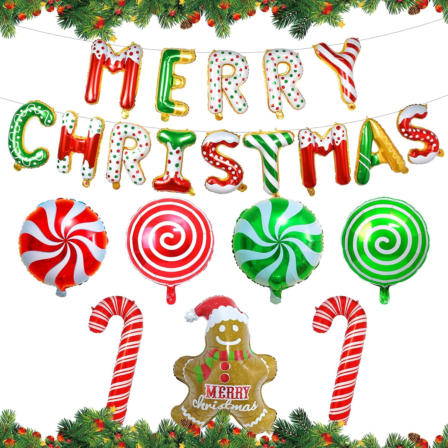 Amazon.com: Stcomart 21Pcs Merry Christmas Letter Balloons Kit with ...
