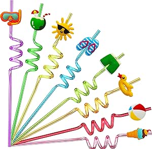 Amazon.com: TMGIDRI 48 Summer Pool Drinking Straws for Kids, Pool Party ...