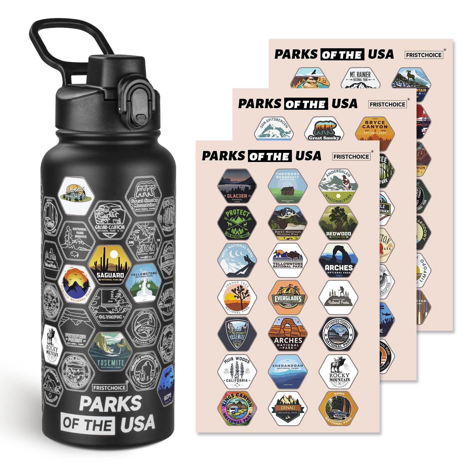 Amazon.com: National Parks Water Bottle with Stickers and Straw,32oz ...