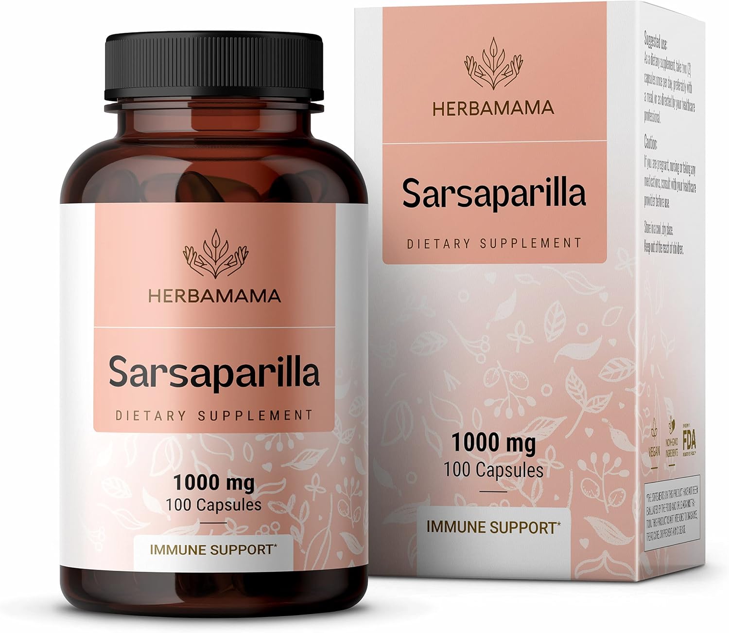 Amazon.com: HERBAMAMA Sarsaparilla Capsules - Kidney & Liver Supplement ...