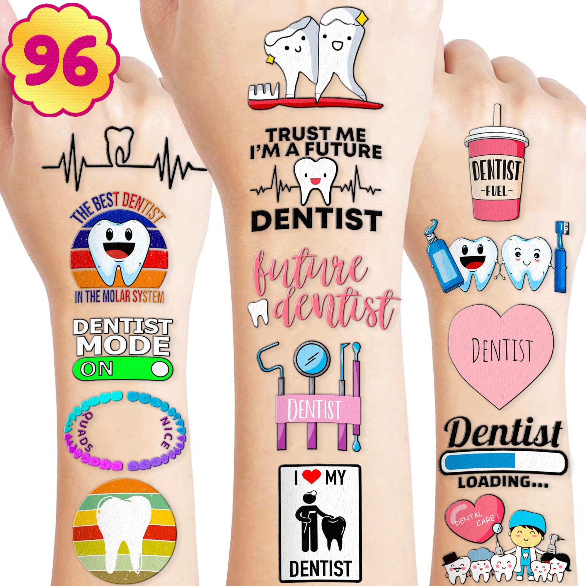 Amazon.com : ATSMOICY 380 Tooth Temporary Tattoos Stickers Dental ...