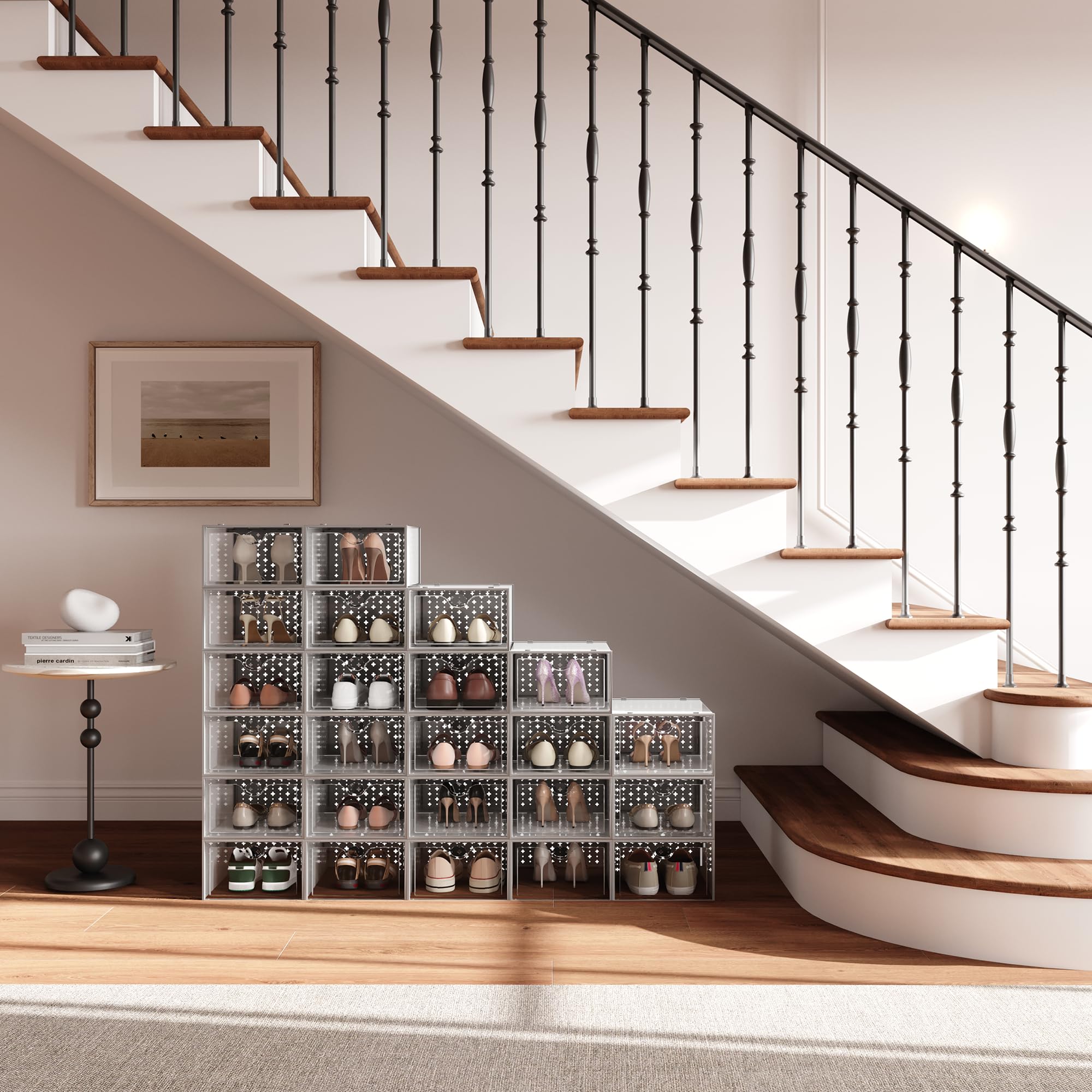 Pinkpum 12 Pack Shoe Storage Boxes, Shoe Organizer for Closet clear ...