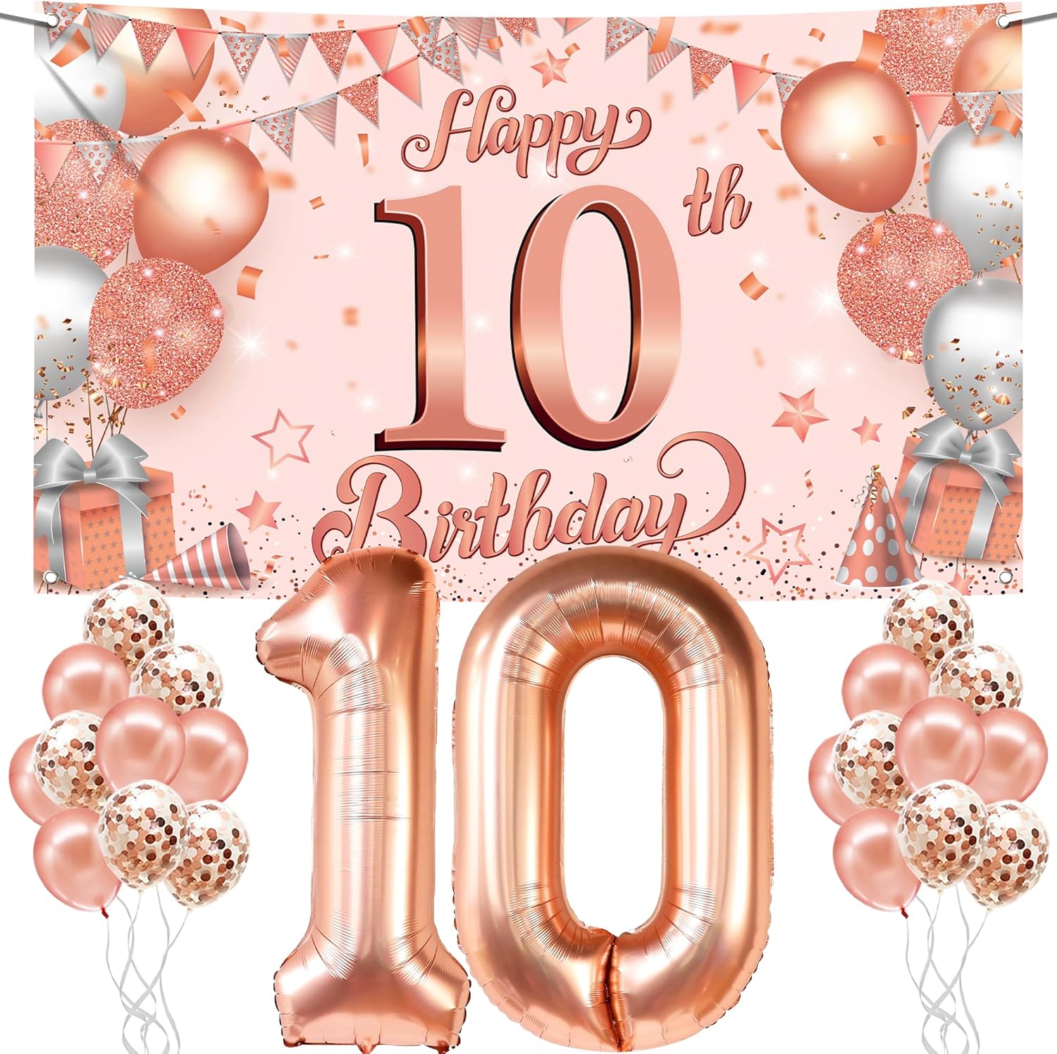 Amazon.com: KatchOn, Giant Rose Gold 10 Balloon Number - 40 Inch, Pack ...