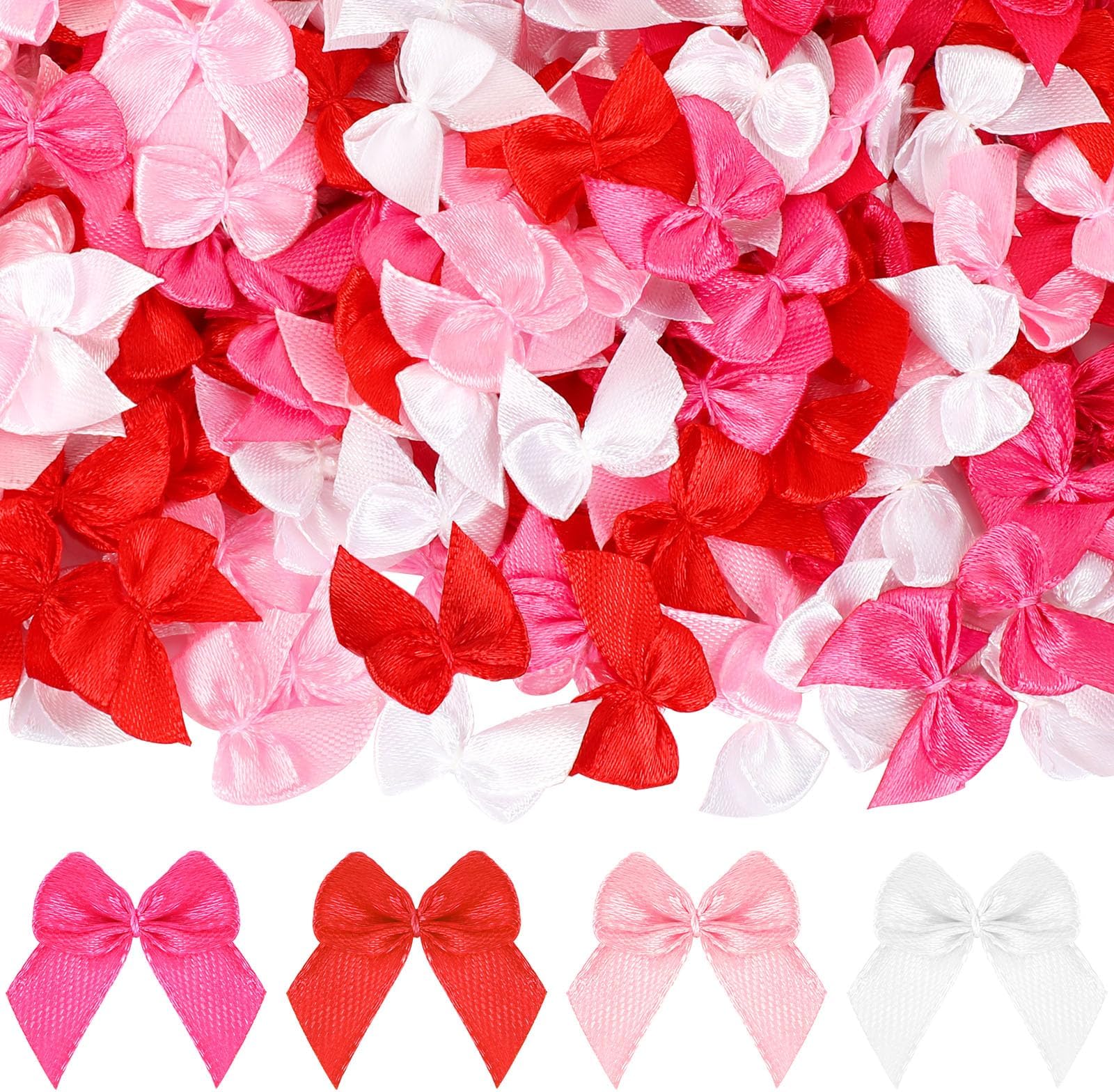 Amazon.com: JUNEBRUSHS Multicolor Bows, 180Pcs Mini Satin Ribbon Bows ...