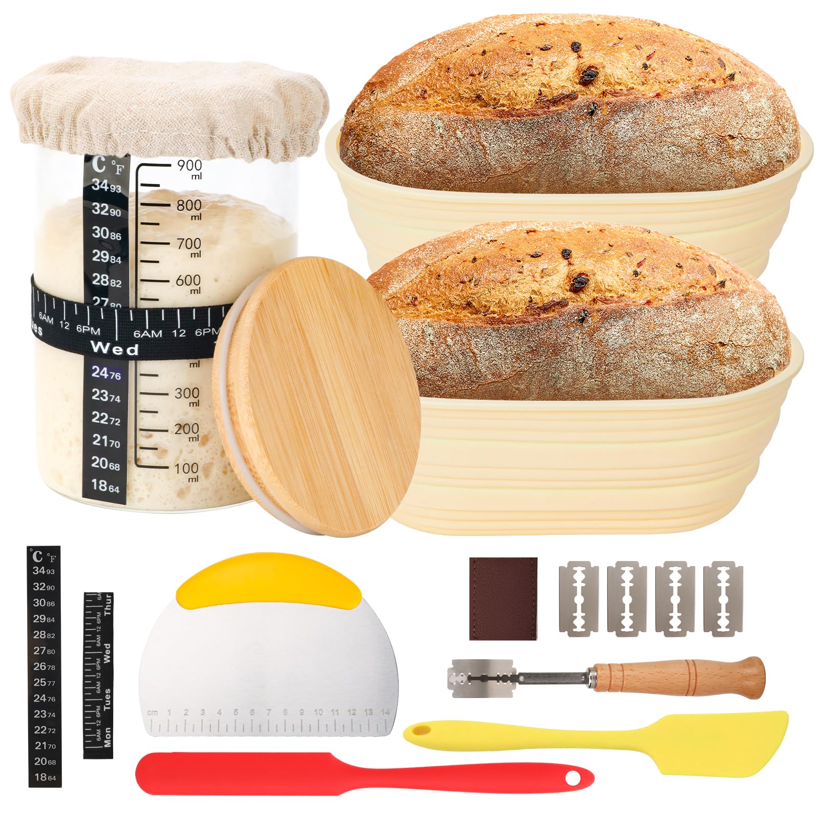Bread Proofing Baskets Complete Sourdough Bread Baking Kit - 34 Oz ...