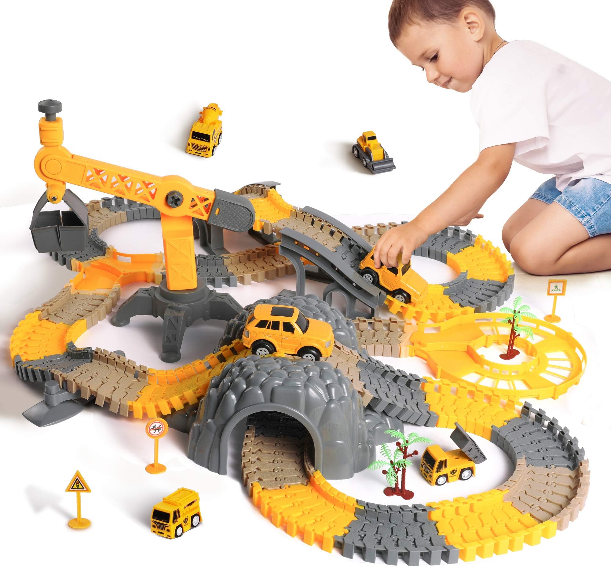 tumama Baby Race Tracks Set Construction Vehicles Electric Cars ...