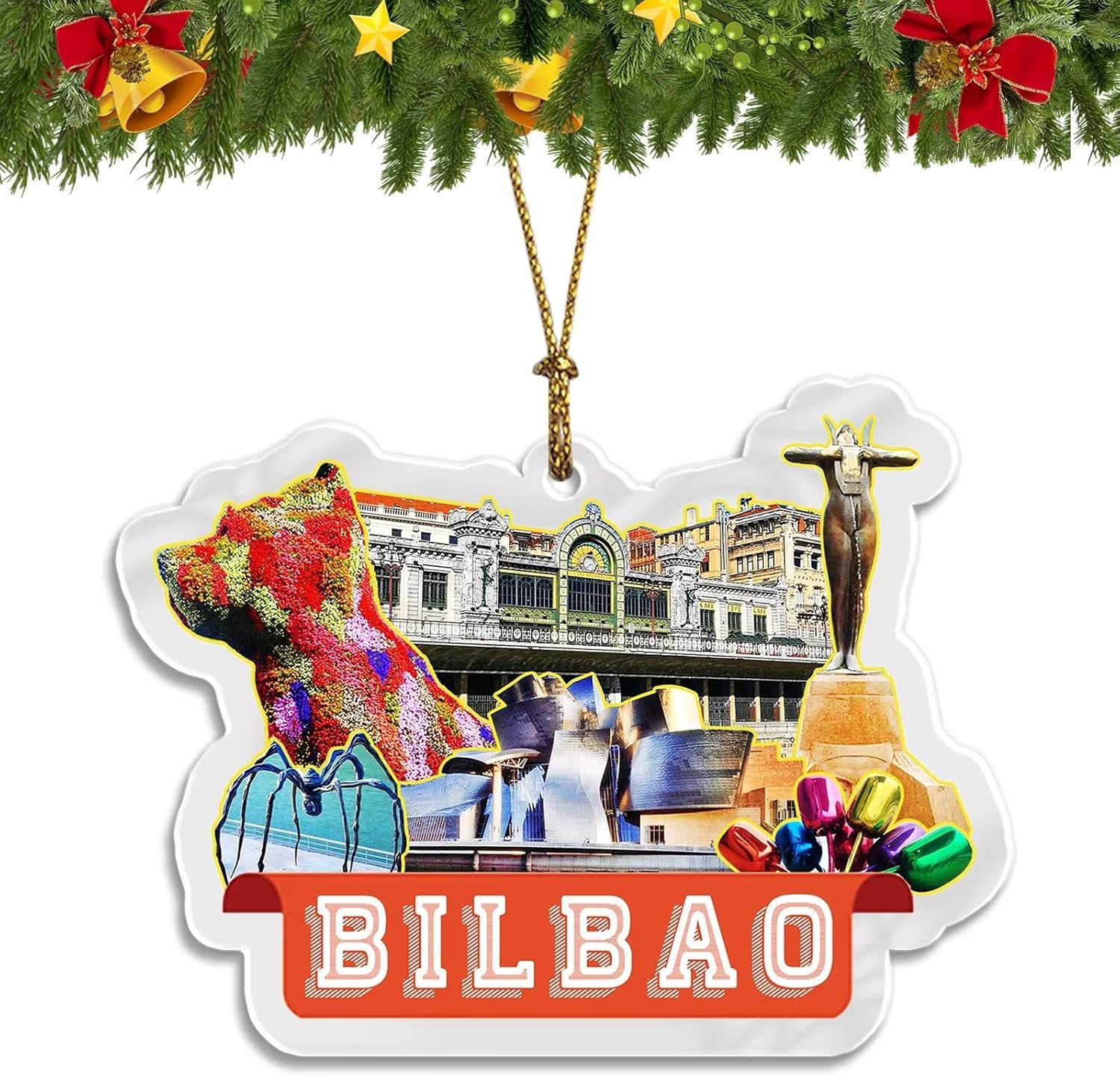 Amazon.com: Bilbao Spain Christmas Ornament Acrylic Christmas Tree ...