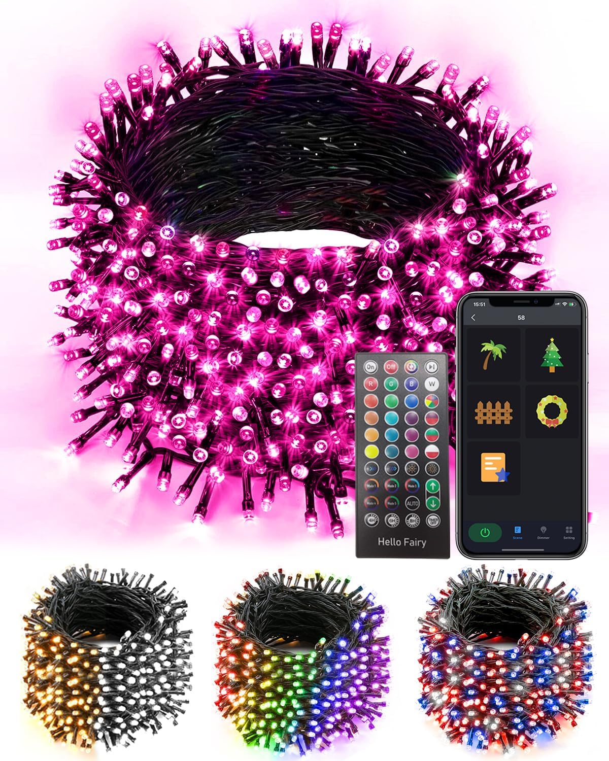 Amazon.com: 99FT 300Led Smart Christmas String Lights Color Changing ...