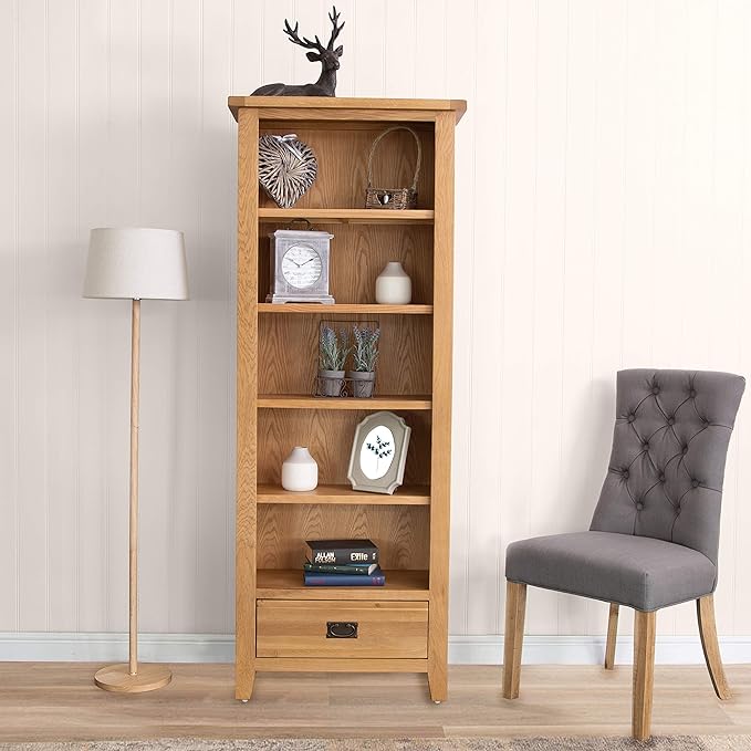 The Furniture Outlet Rustic Oak Tall Narrow Bookcase : Amazon.co.uk ...