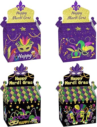 Amazon.com: 24 Pack Mardi Gras Party Favor Treat Boxes, Mardi Gras ...