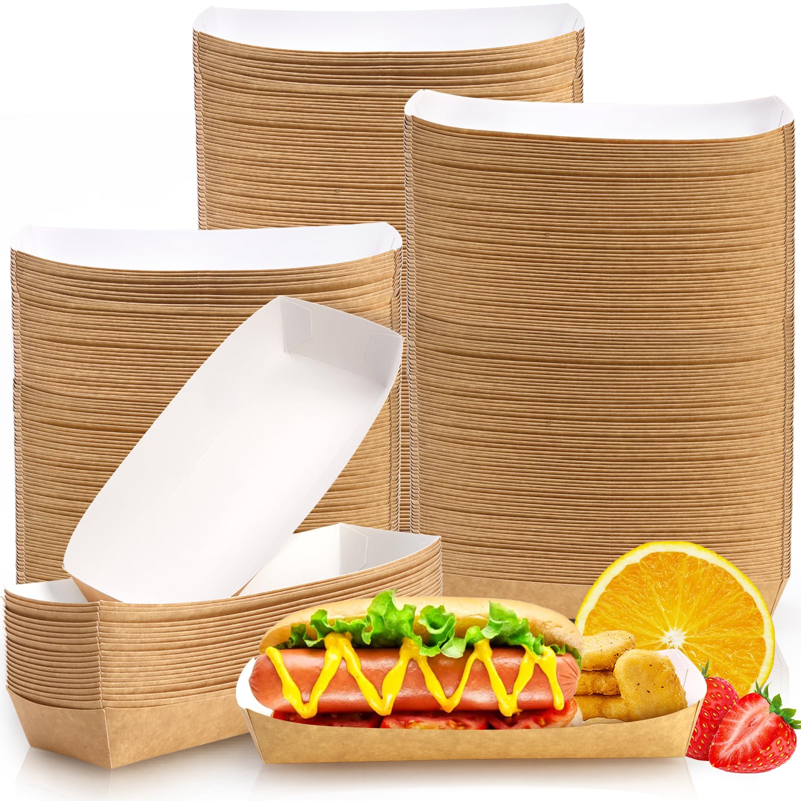 Snapklik.com : 200 Pack Paper Food Boats, Heavy Duty Hot Dog Tray ...