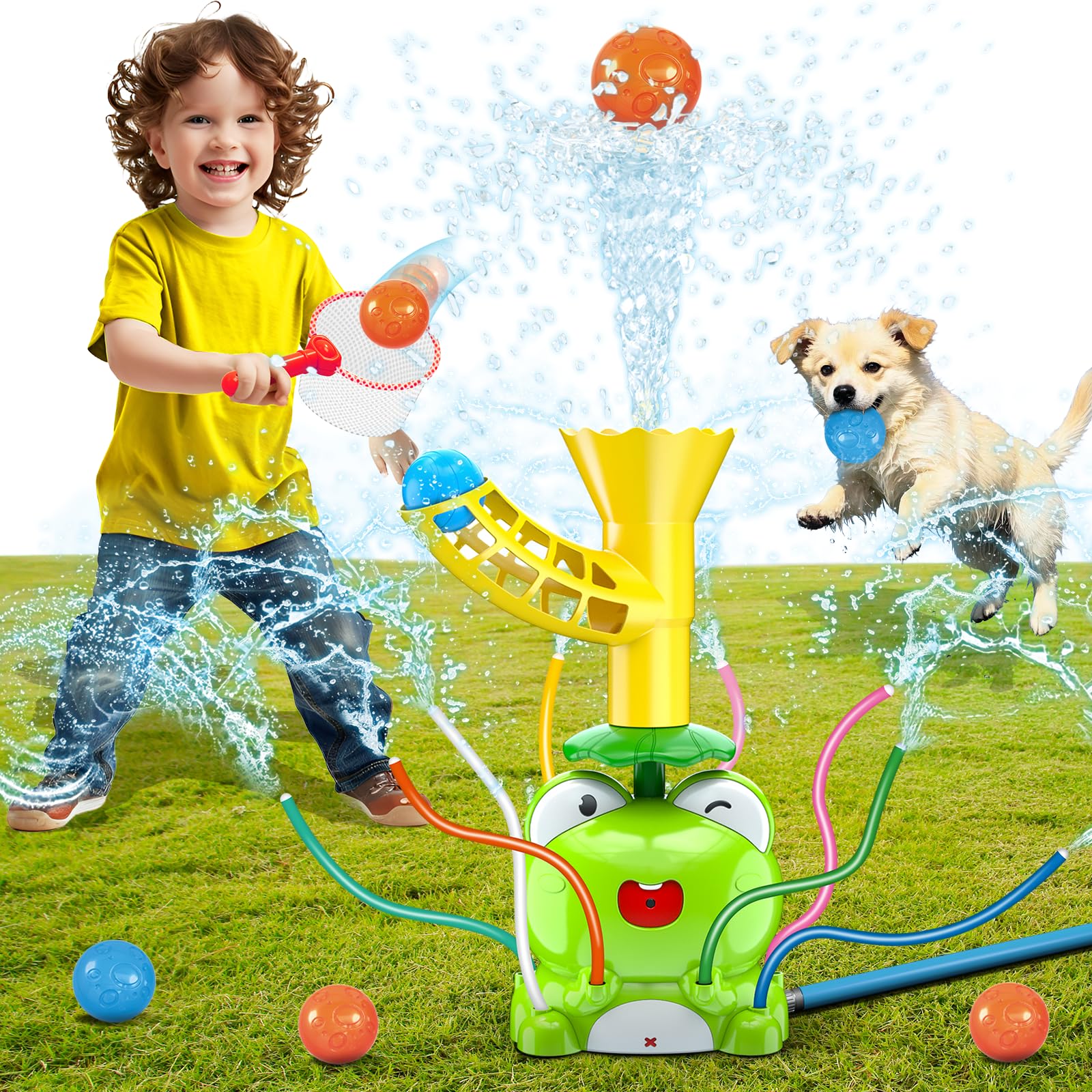 Snapklik.com : Kids Outdoor Water Play Sprinklers, 2 In 1 Frog ...