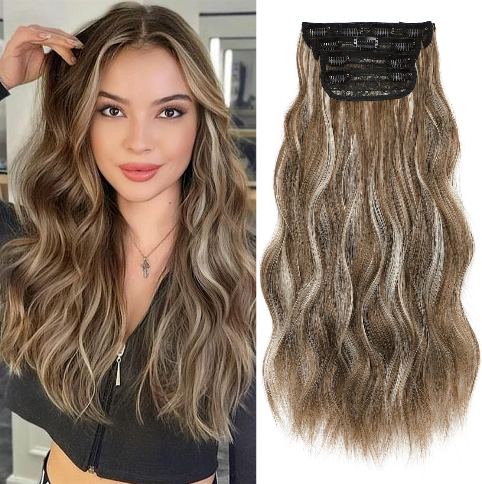 Amazon.com : Clip in Hair Extensions - 4 Pieces of Soft, Natural, and ...