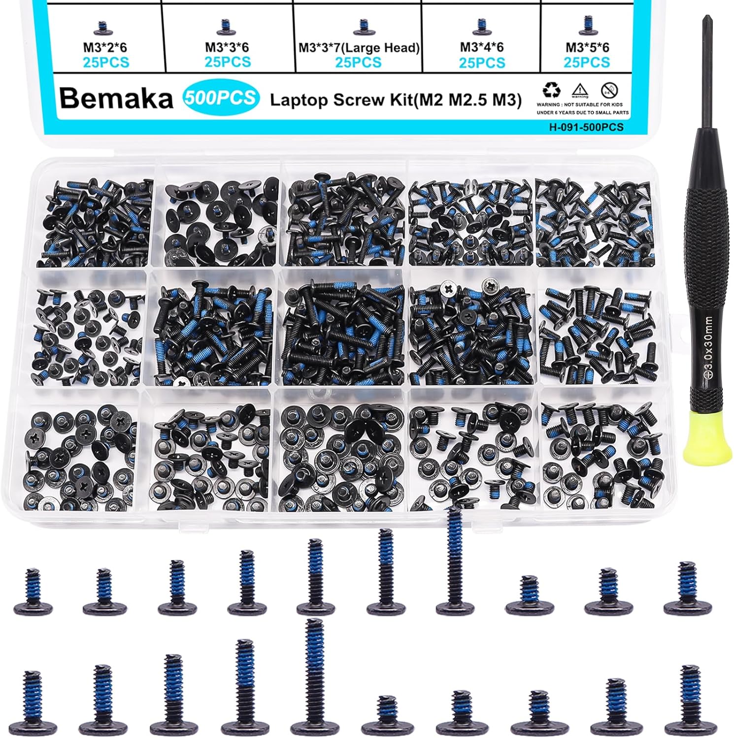 Amazon.com: Bemaka 500PCS Laptop Screws Notebook Computer Screws Kit 20 ...
