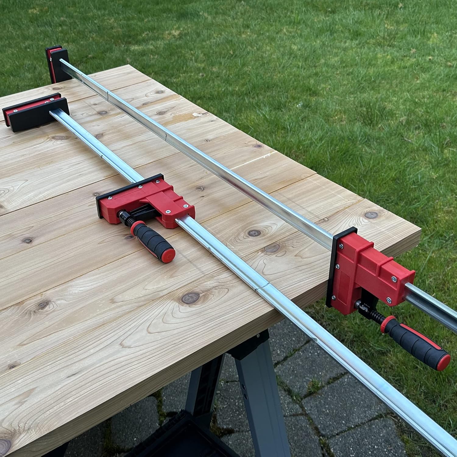 Toolix – Juego de abrazaderas paralelas de 48 pulgadas 2 con 4 bloques de soporte de abrazadera ...