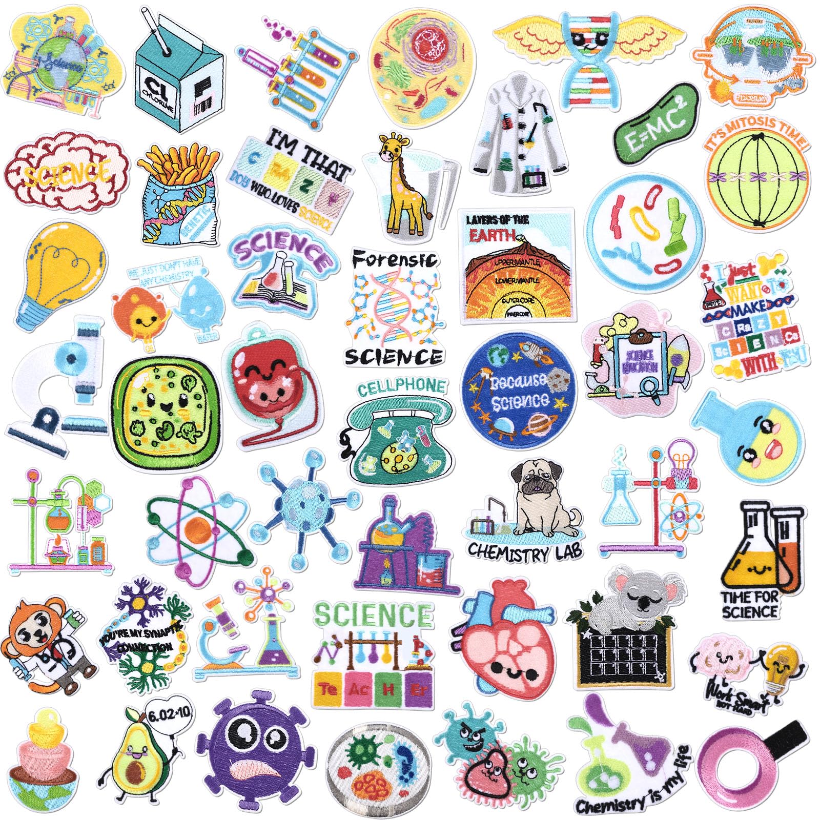 Snapklik.com : 48 Pcs Science Iron On Patches Lab Week Gifts Laboratory Embroidered Patch ...