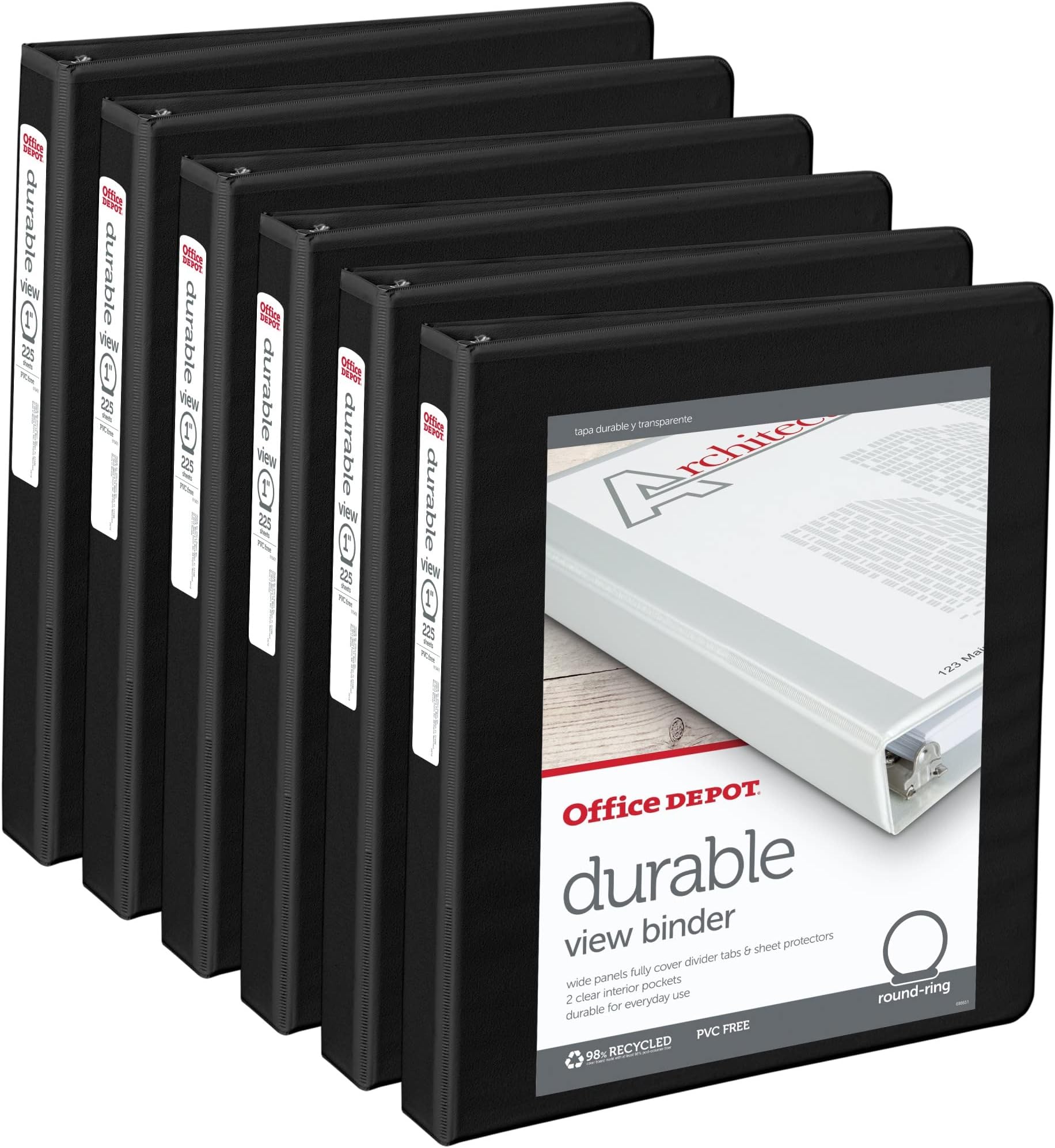 Amazon.com : Office Depot® Brand Durable Round-Ring View Binders, 1 ...
