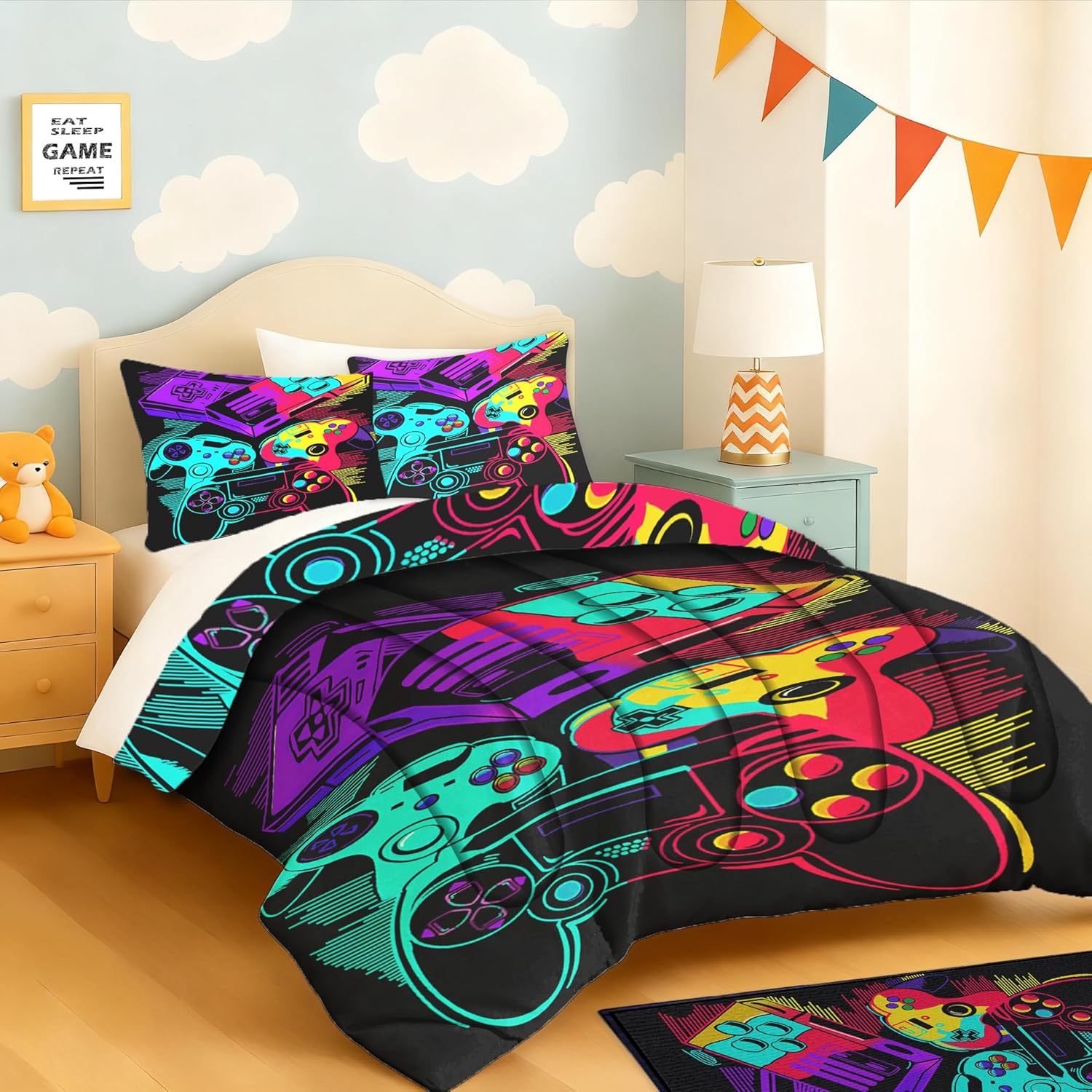 Amazon.com: yompray Boys Game Controller Comforter Set Soft Lightweight ...