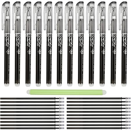 Friction pens, Erasable Gel Pens 12PCS Erasable Rollerball Pen and 20 ...